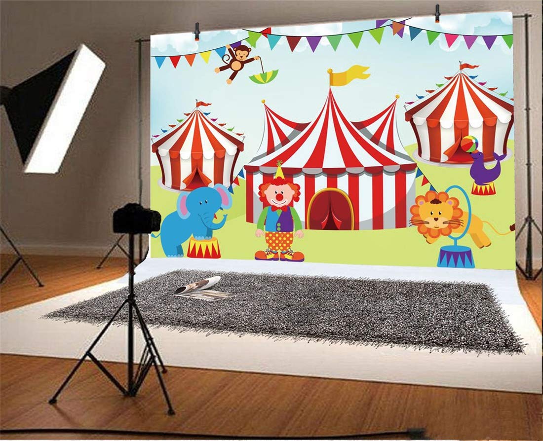 Buy Yeele 7x5ft Photography Background Cartoon Circus Clown Animals ...