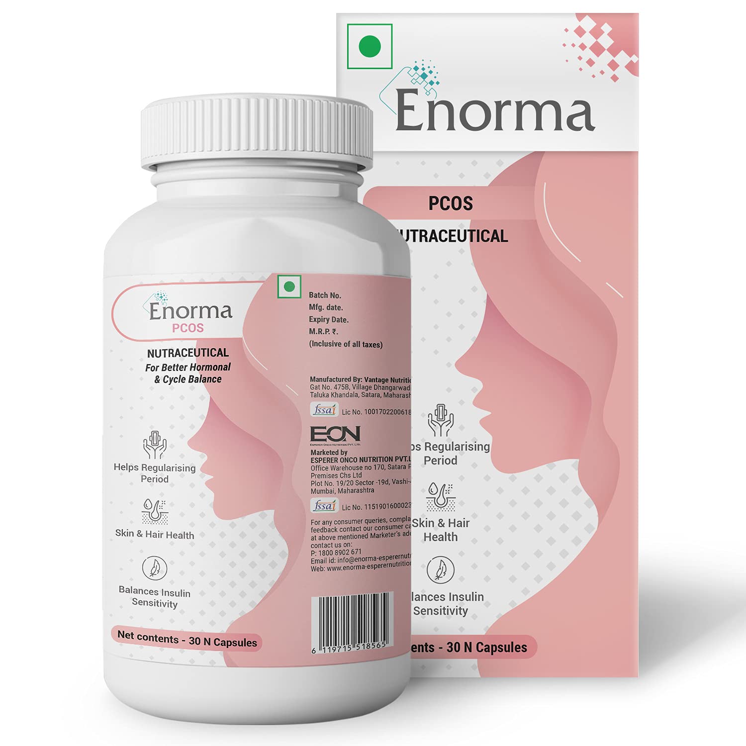 Buy PCOS 30 s- Enorma PCOS for better Hormonal & Cycle Balance | By ...