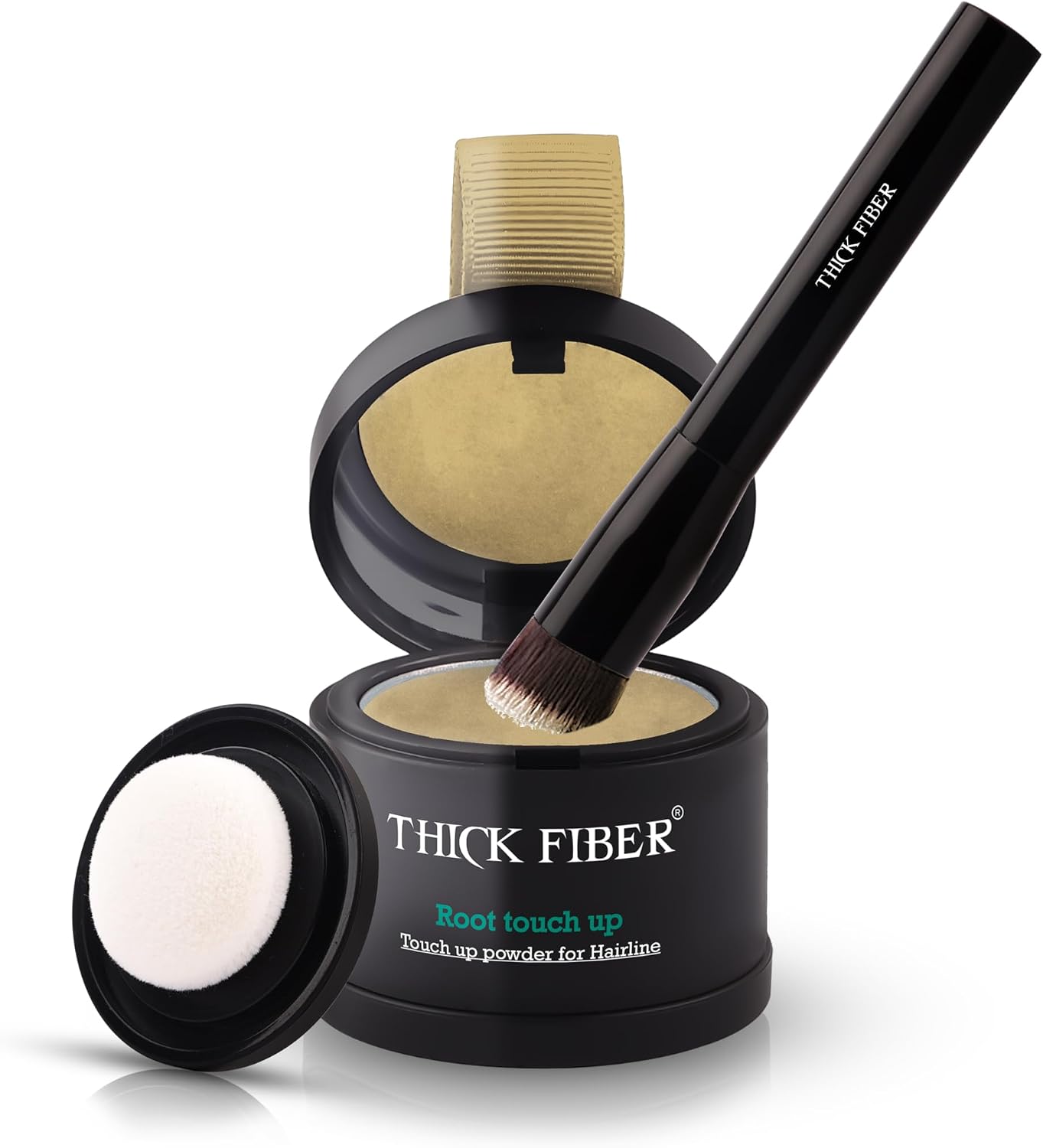 THICK FIBER Root Touch Up & Hairline Powder with Brush 4g – Covers Grey ...