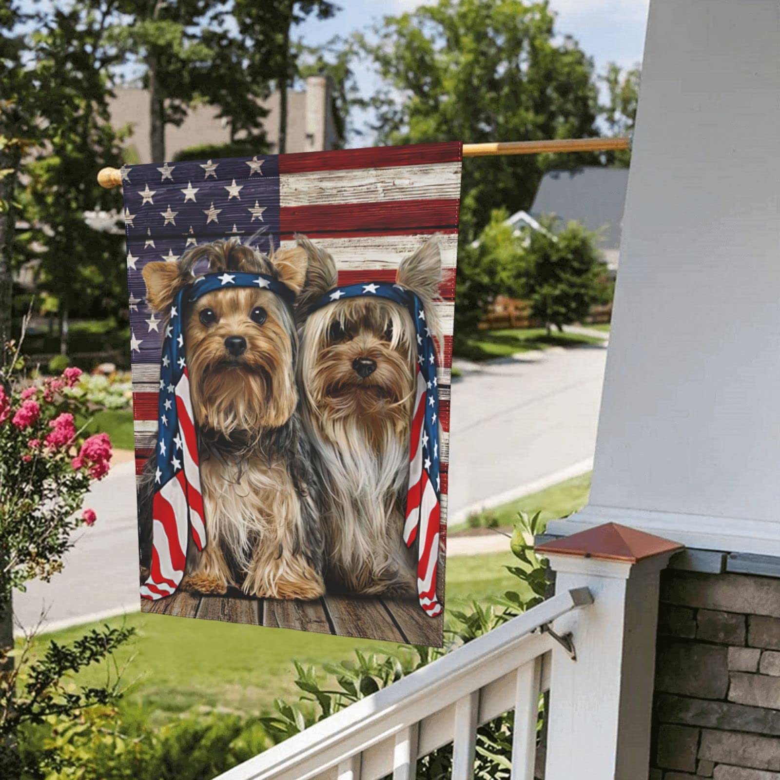 Snapklik.com : Silkie And Yorkie Dog Flag Charming Dog American Garden ...