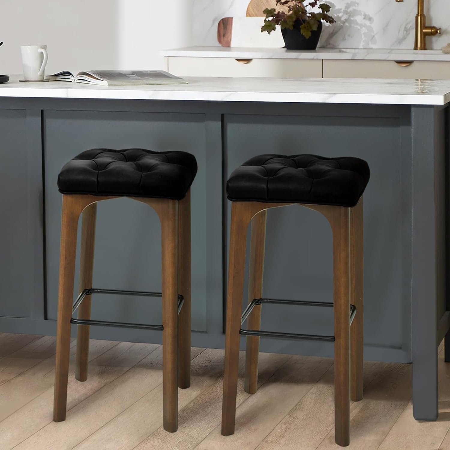 Amazon.com: HOUCHICS Bar Stools Set of 2, Bar Height Stools, Kitchen ...
