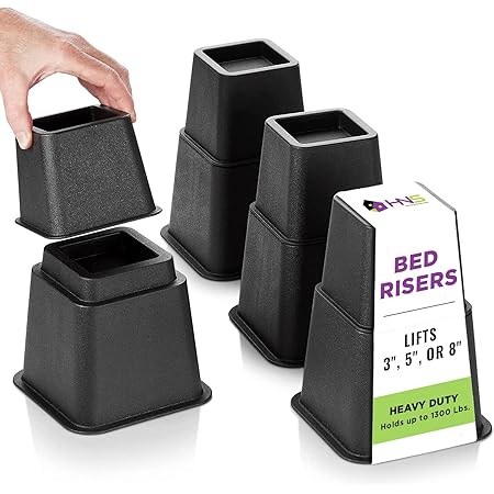 Amazon.com: Adjustable Stackable Bed Frame Risers for Elevation & Under ...