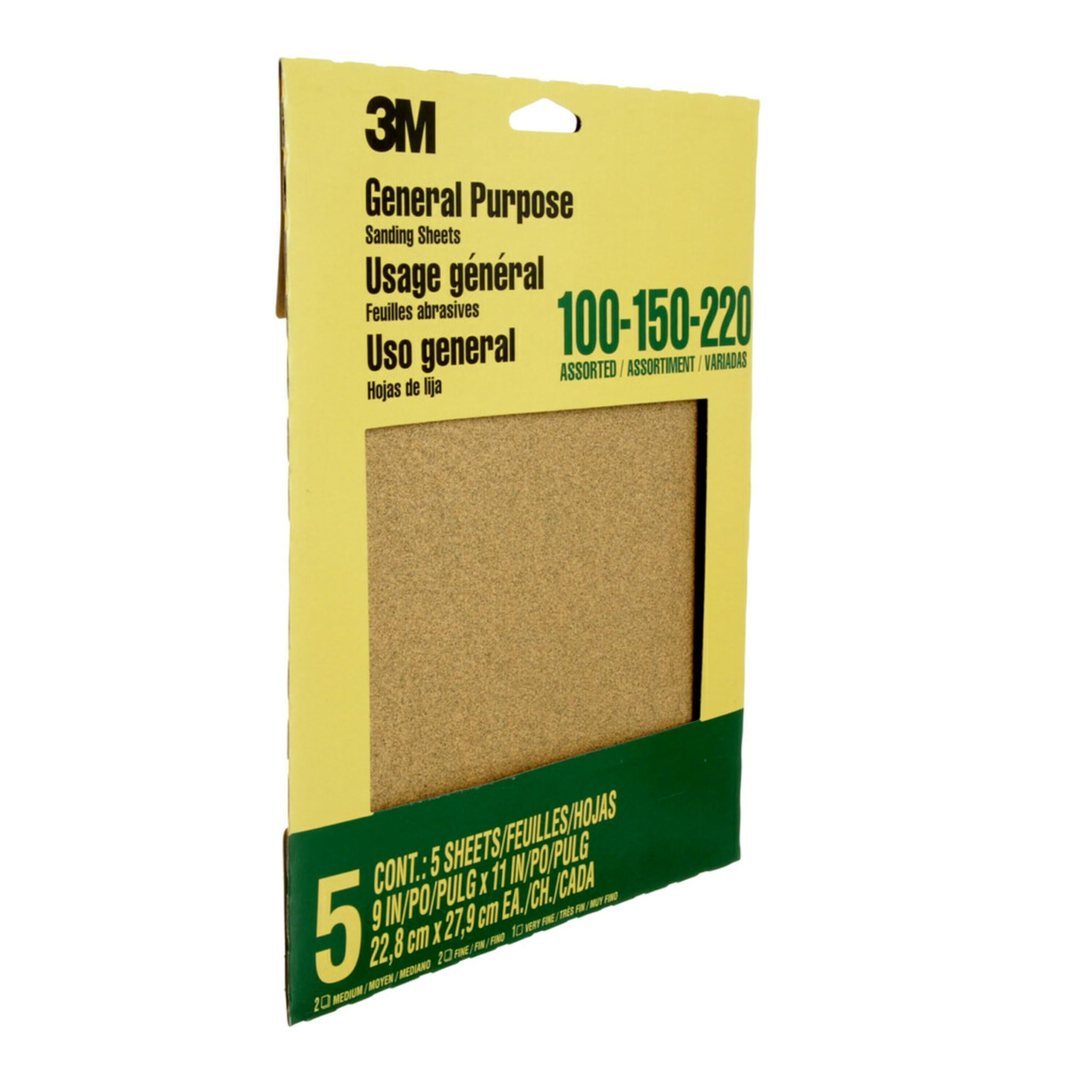 Snapklik.com : 3M Aluminum Oxide Sandpaper, 5 Sheets, Assorted Grit 100 ...