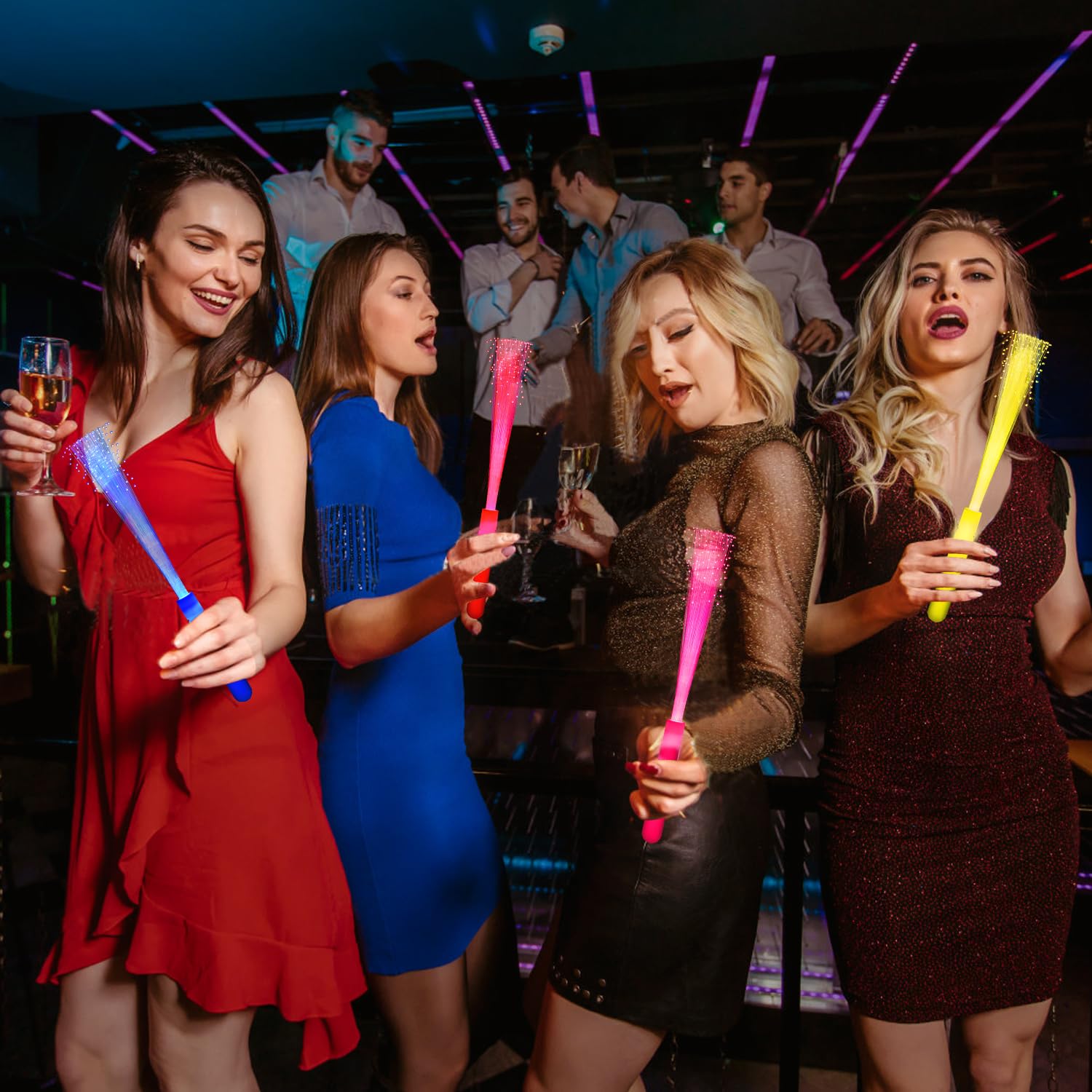 Snapklik.com : NUDALA 24 Pack Pink Glow Sticks Light Up Fiber Optic ...