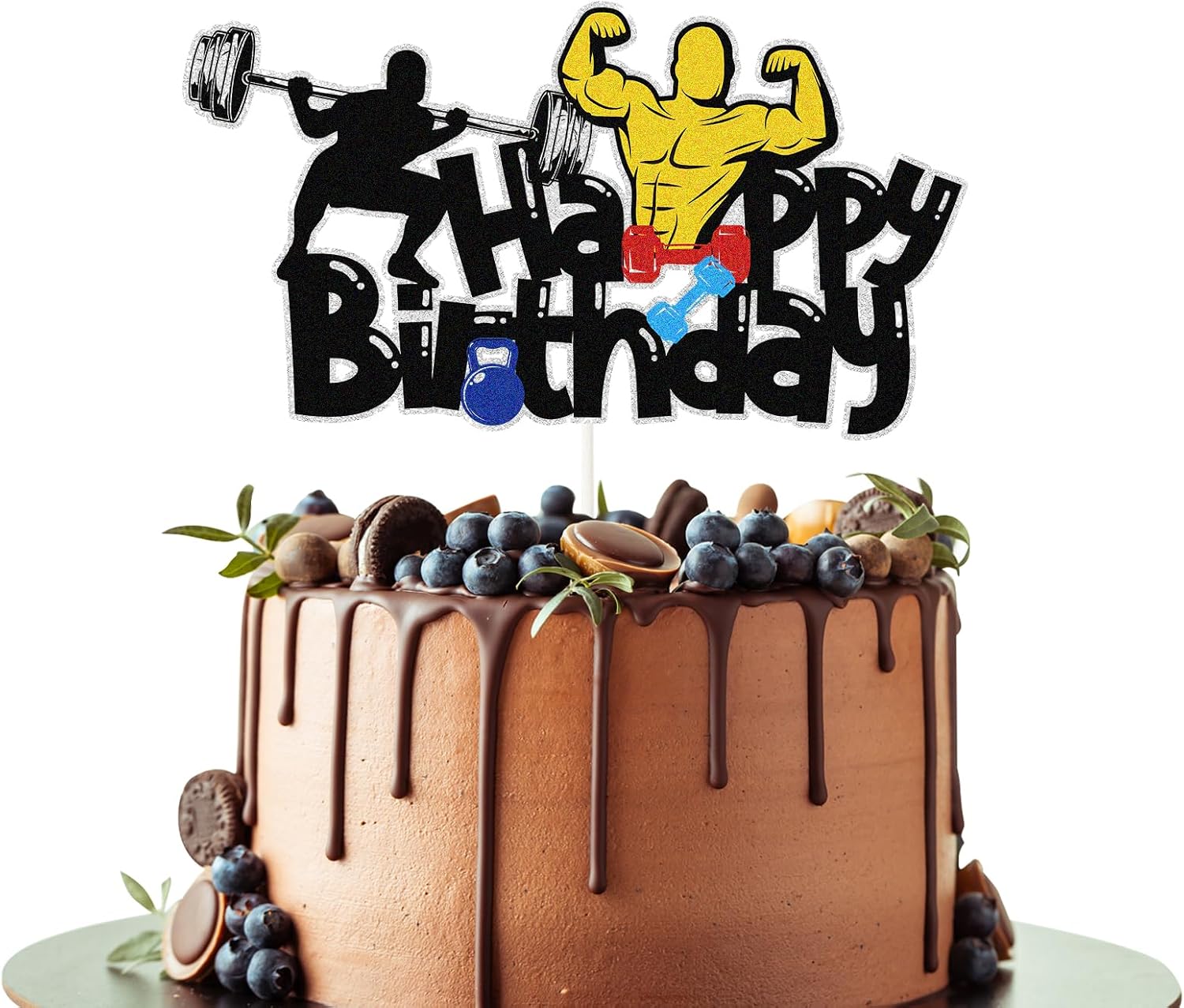 Amazon.com: PYQWA GYM Weightlifting Happy Birthday Cake Topper for Men ...