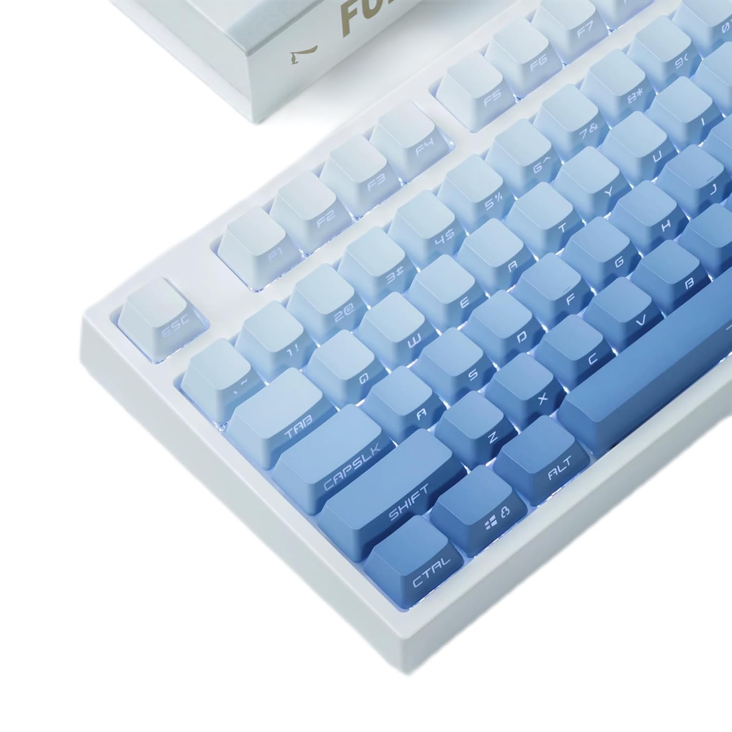 JOLINTAL 134 Keys Gradient Blue Keycaps Set, PBT Double Shot Dying Side ...