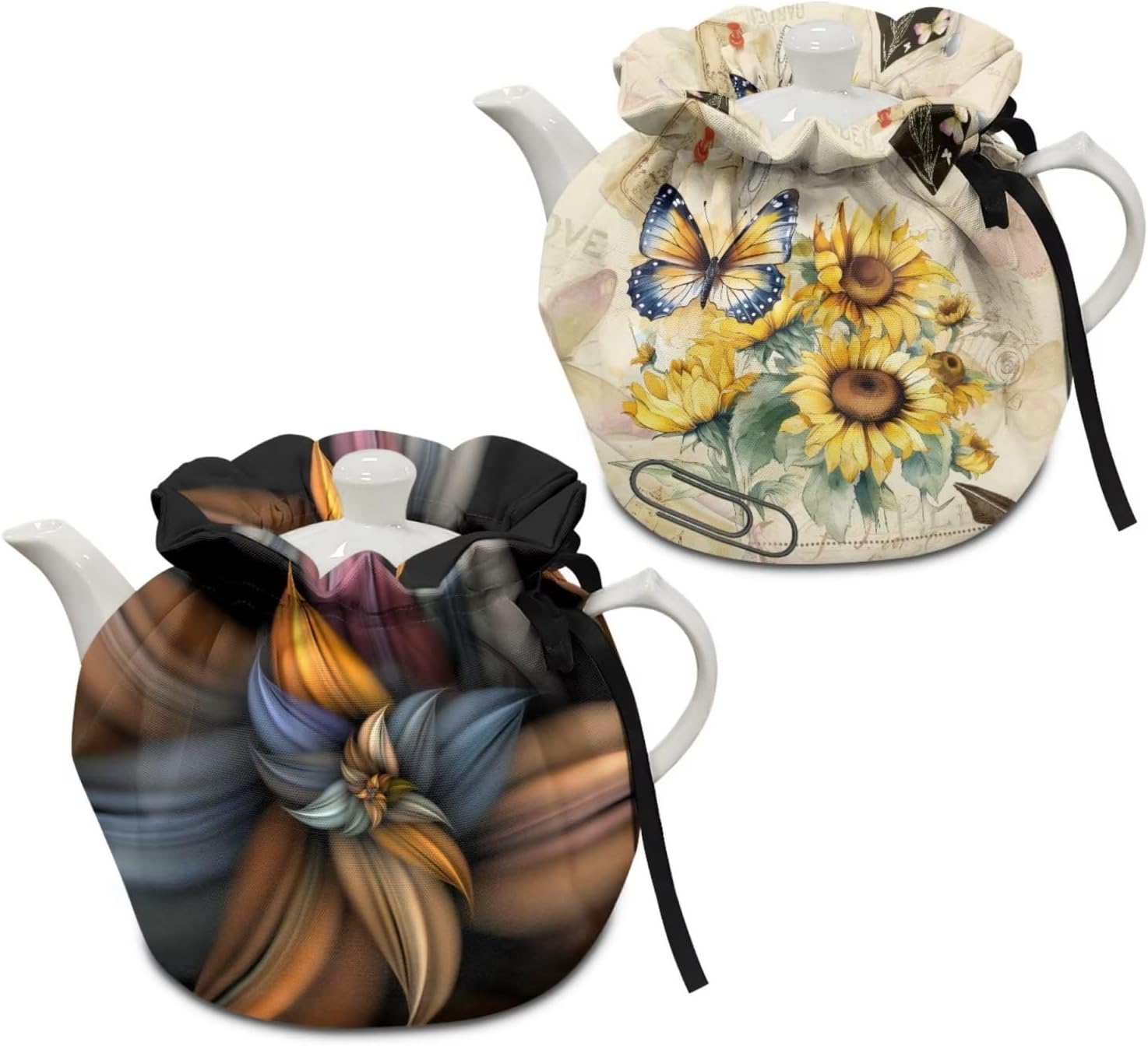 Amazon.com: HUISEFOR 2 Piece Sunflower Tea Cozy for Teapot Brown Flower ...