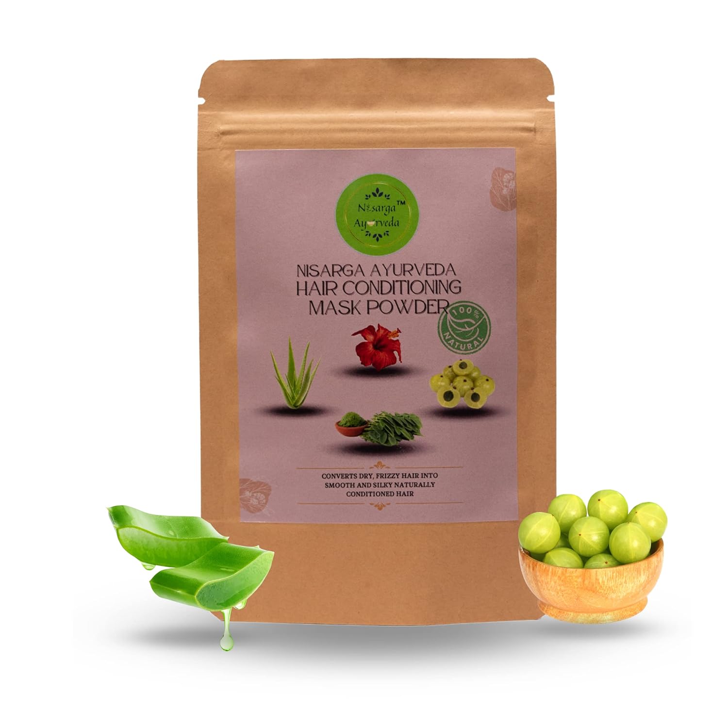 Nisarga Ayurveda Hair Conditioning Hair Mask Powder Converts Dry and ...