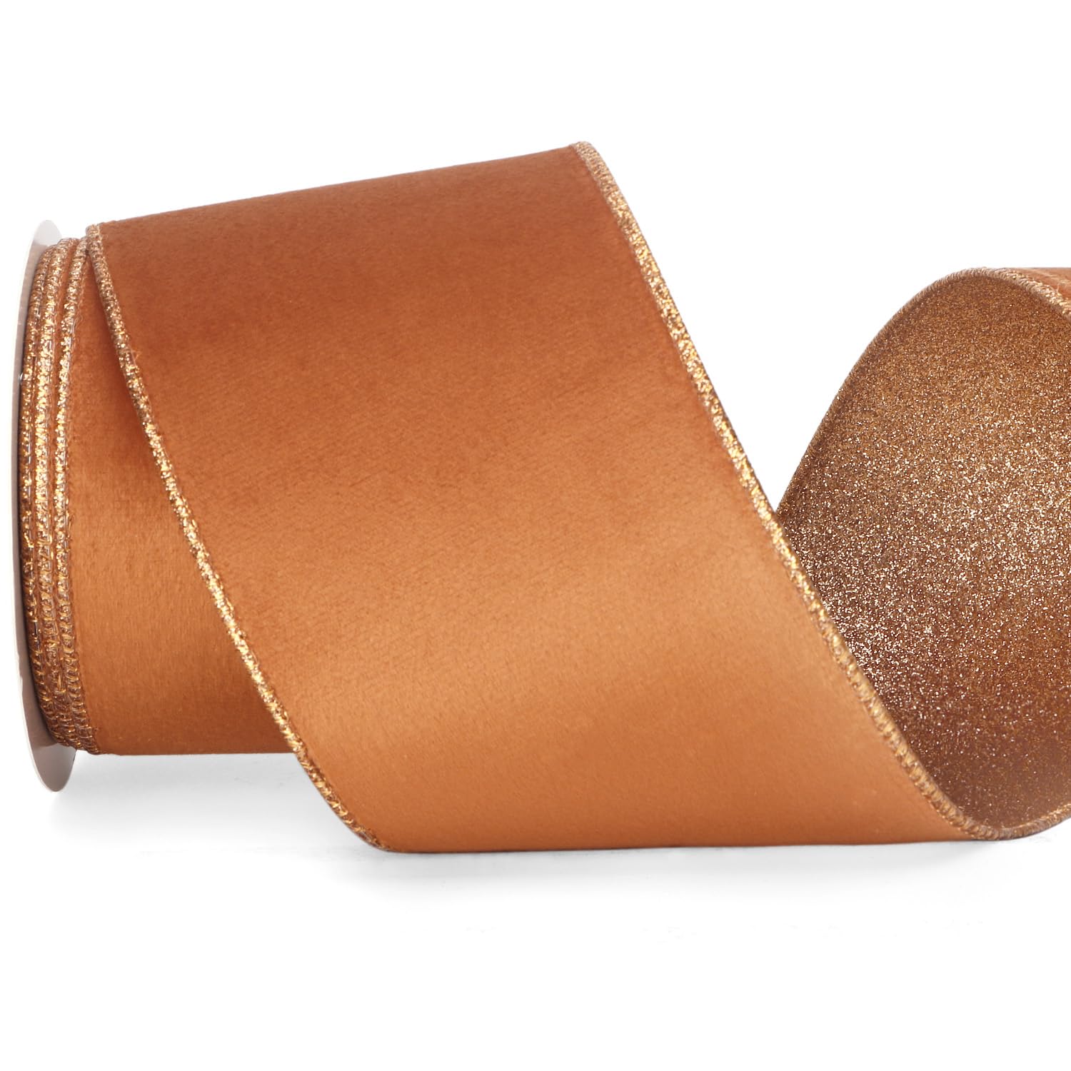 Amazon.com: Ribbli Burnt Orange Velvet Wired Ribbon 4 Inch Copper ...