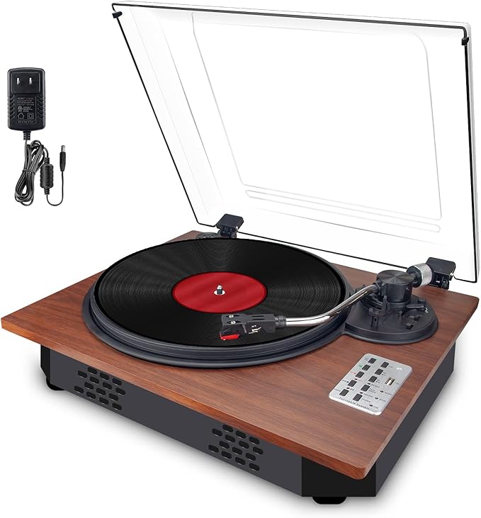 Amazon.com: HONGUT Vinyl Record Player, 3 Speed Turntable Vinyl LP ...