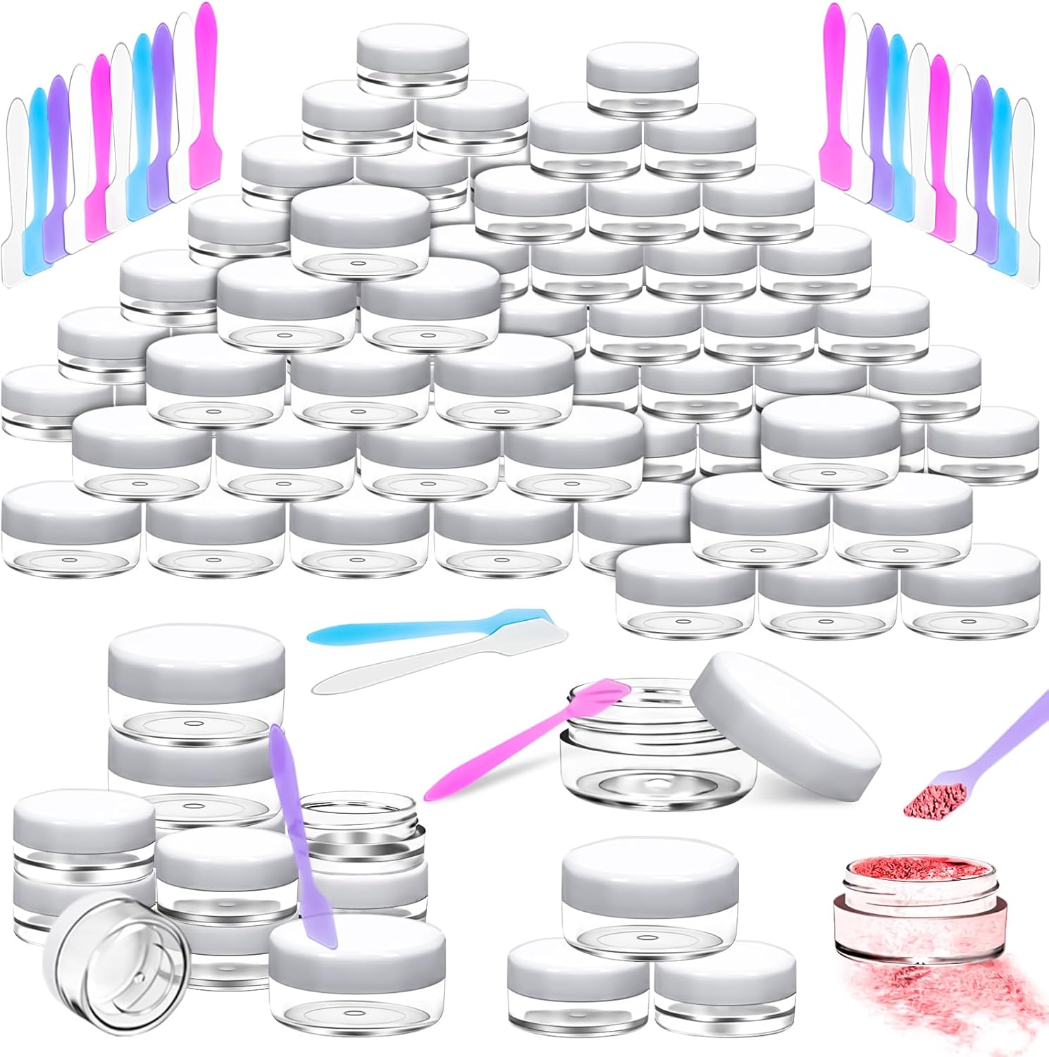 Amazon.com: MotBach 80 PCS Makeup Travel Containers with Lids, 3/5/10 ...