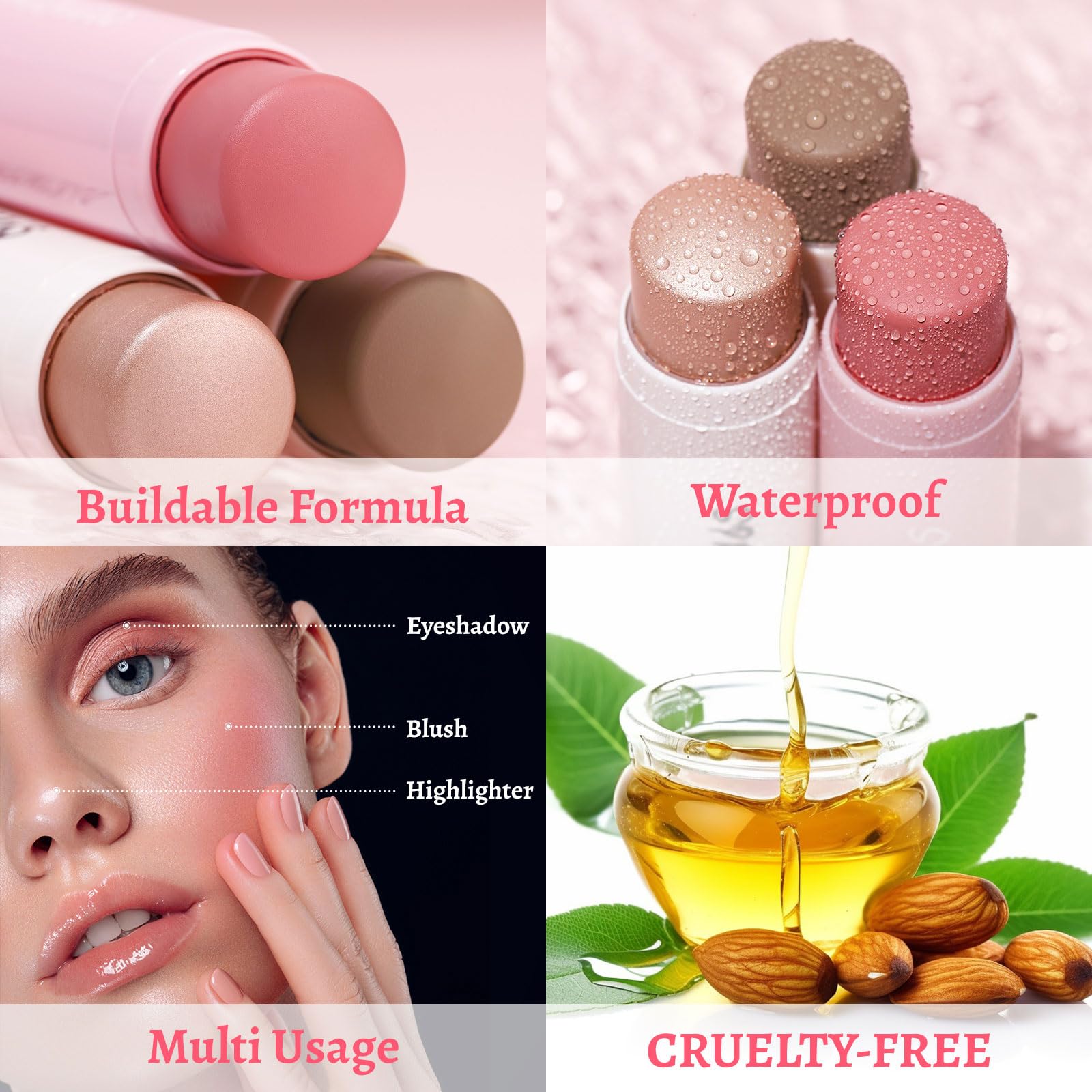 Snapklik.com : Face Stick Trio 3Pcs Multi Makeup Blush Highlighter ...