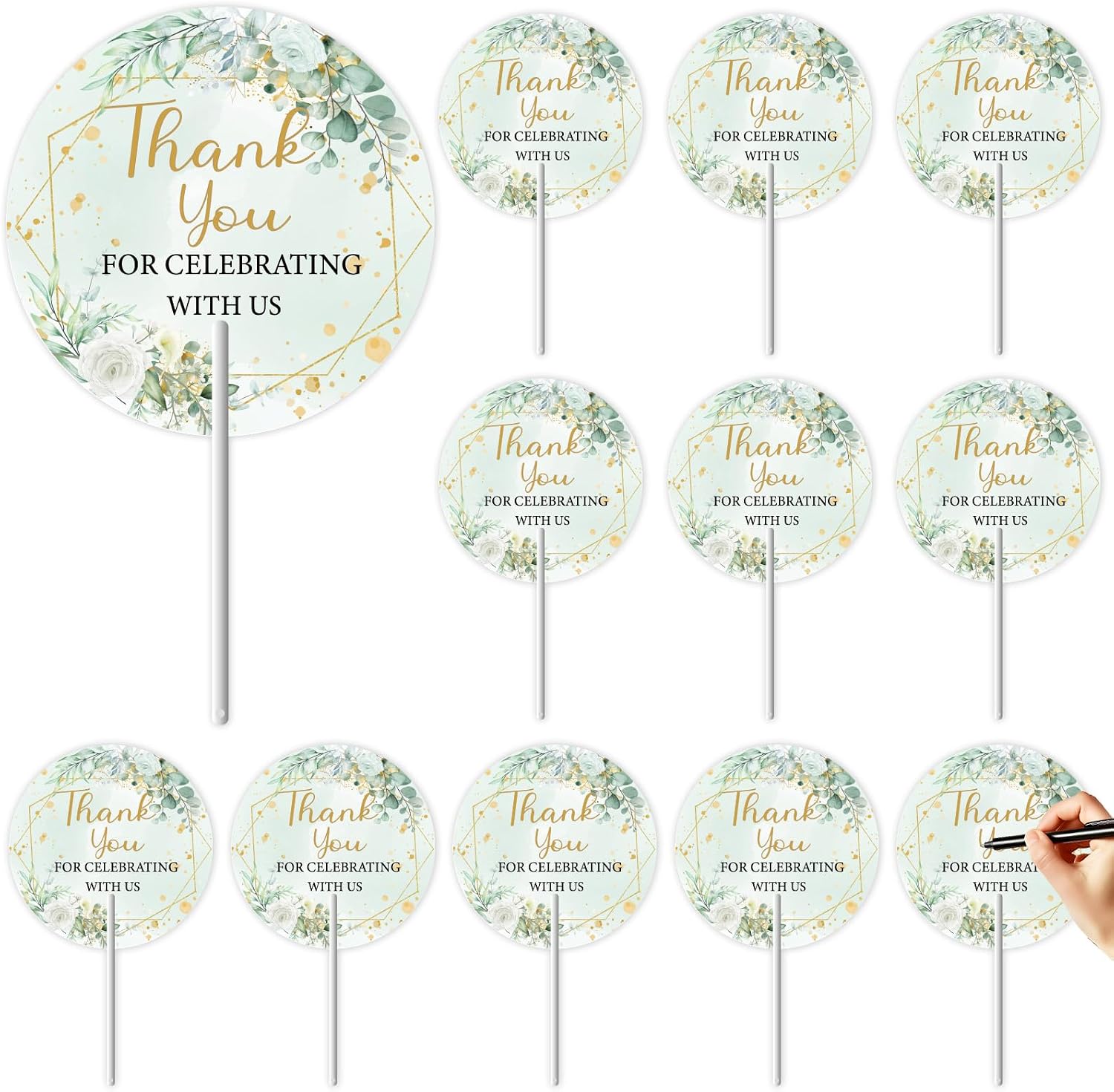 Amazon.com: Cheerupp 12 PCS Sage Green Bridal Shower Hand Fans Bulk ...