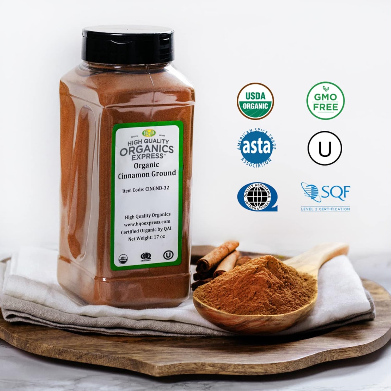 Buy HQOExpress Organic Ground Cinnamon Powder - USDA Certified Organic ...