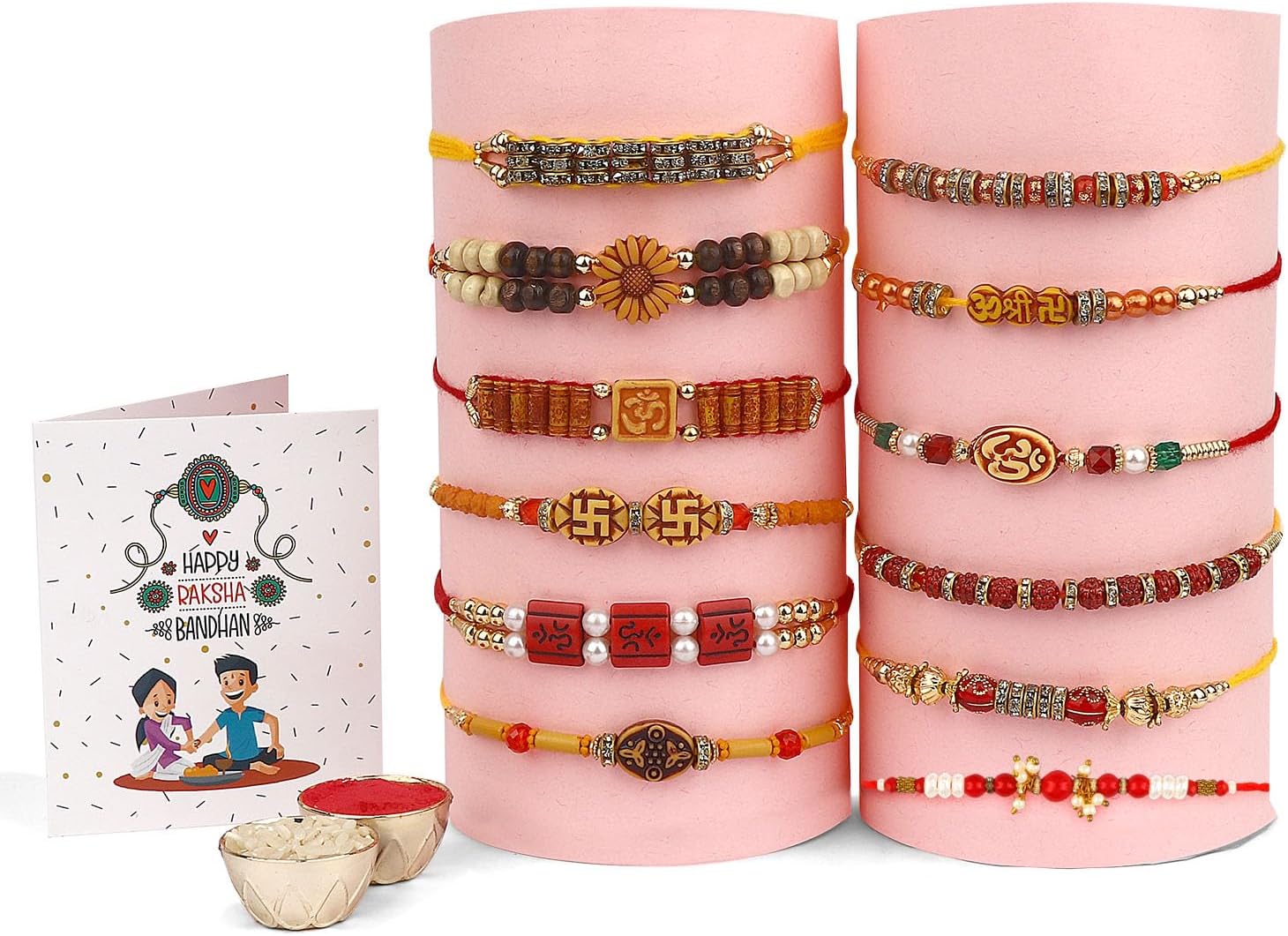 Amazon.com: SATVIK 12 Pc Assorted Designs Rakhi for Brother Bhaiya ...