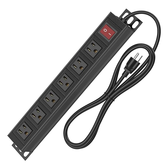Buy BTU 6 Outlet Wall Mount Power Strip, Metal Mountable Power Strip ...