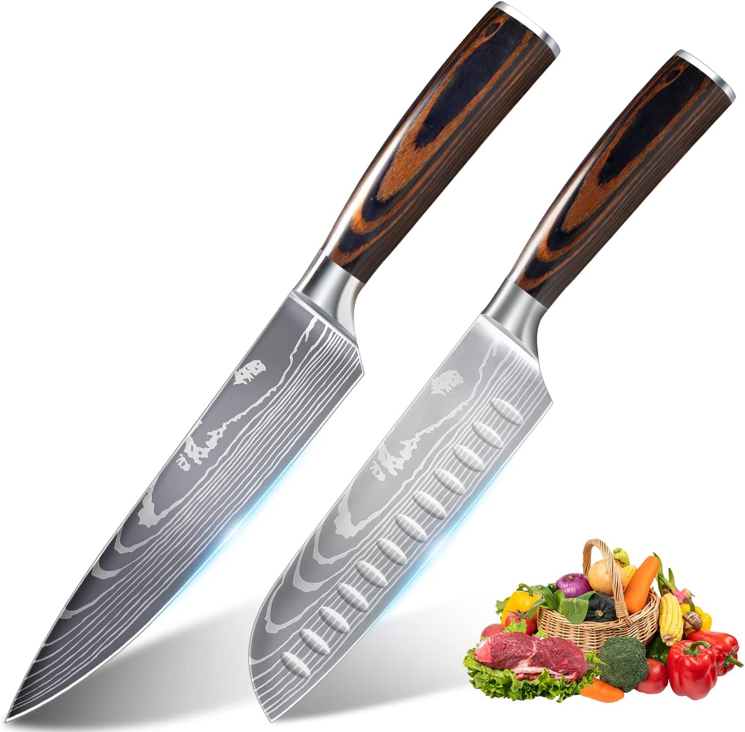 Anhichef Couteau de Cuisine, Couteau de Chef Santoku en German Acier ...
