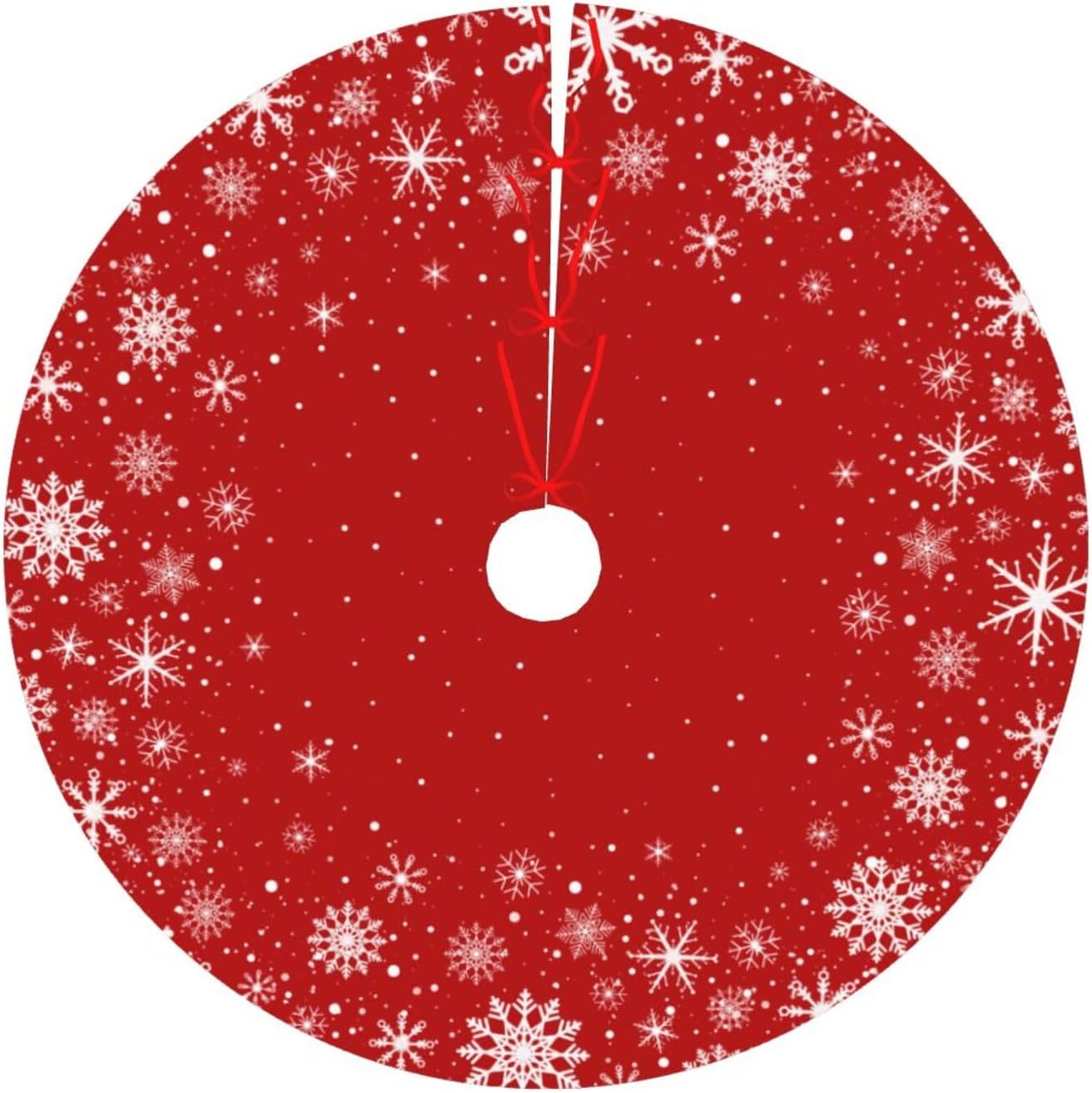 Amazon.com: Red Christmas Tree Skirt 30 Inch with White Snowflakes ...