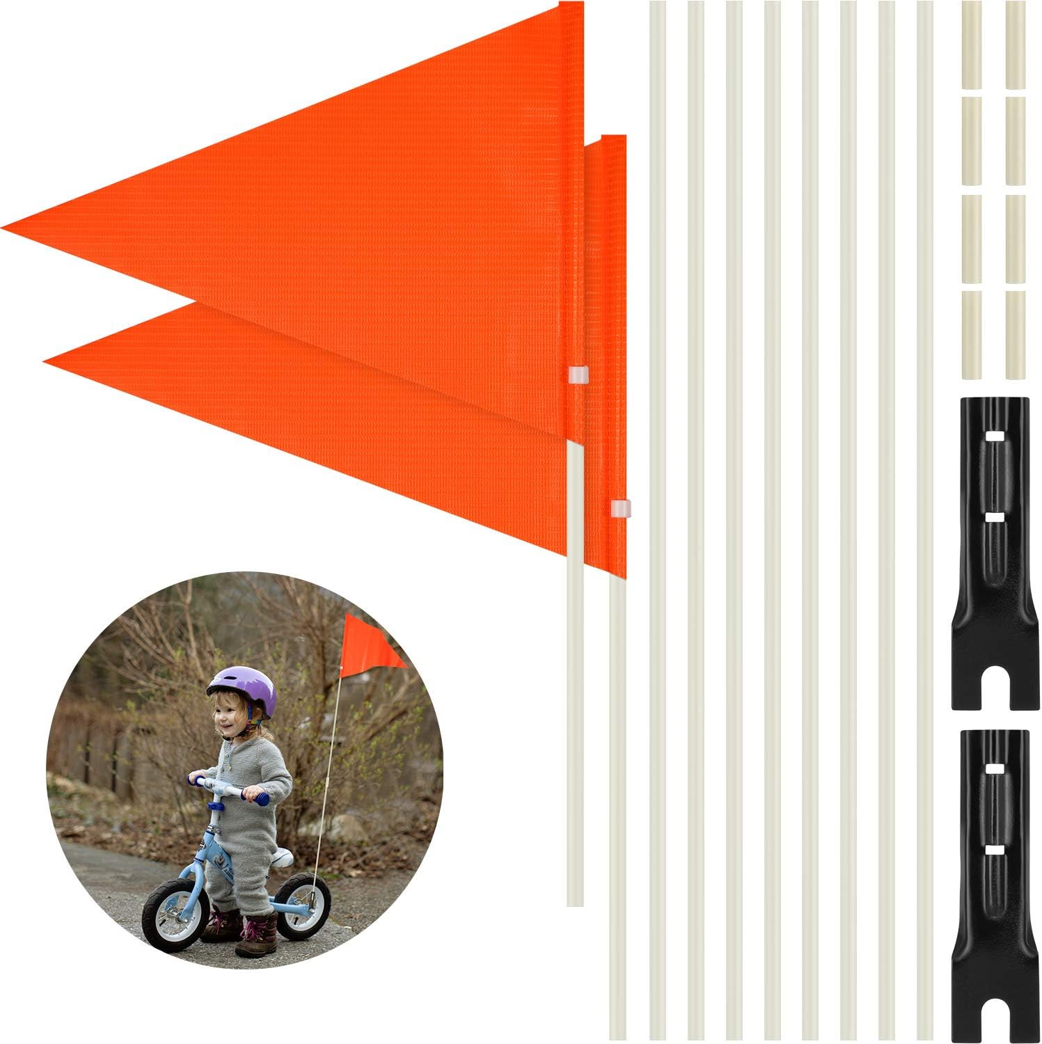 Tatuo 2 Pieces 6 ft Bike Safety Flag with Pole, Safety Flag with ...