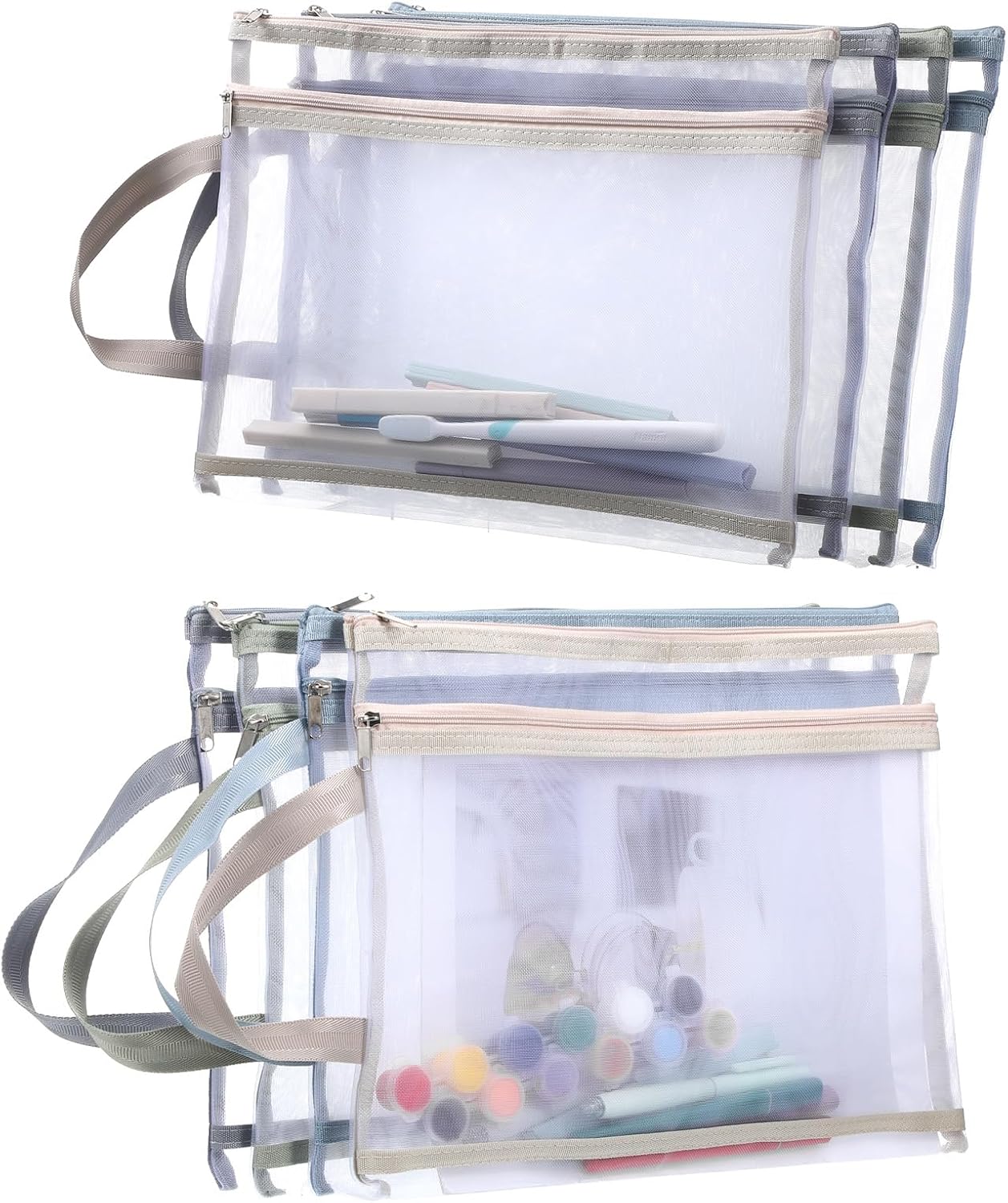 Amazon.com: 4 PCS Colored Mesh Zipper Pouch Bags, Double-Layer Toy Mesh ...