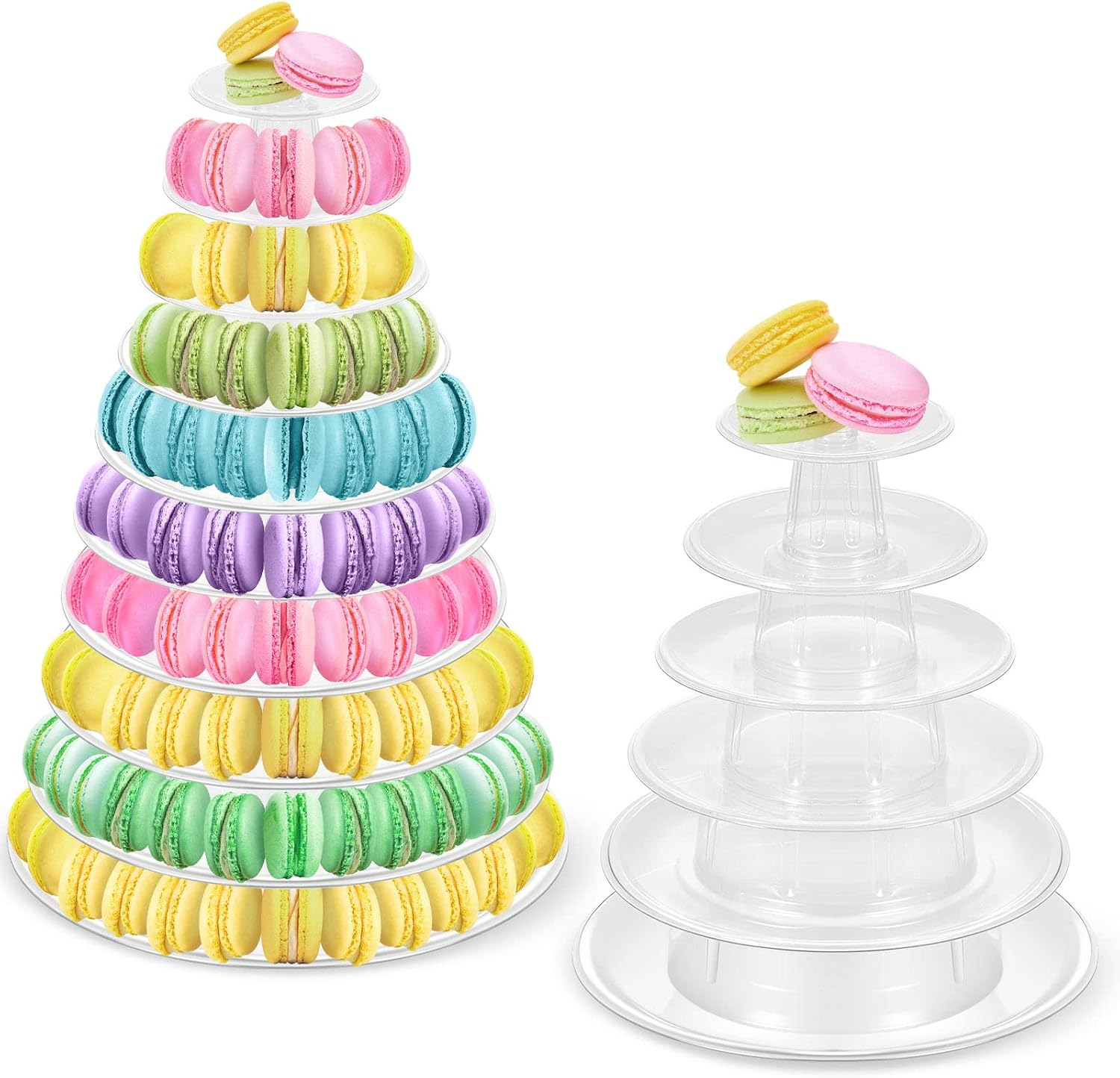 Amazon.com: 2 Pieces Round Macaron Tower Stand, 10 Tier 4.02" - 13.19 ...