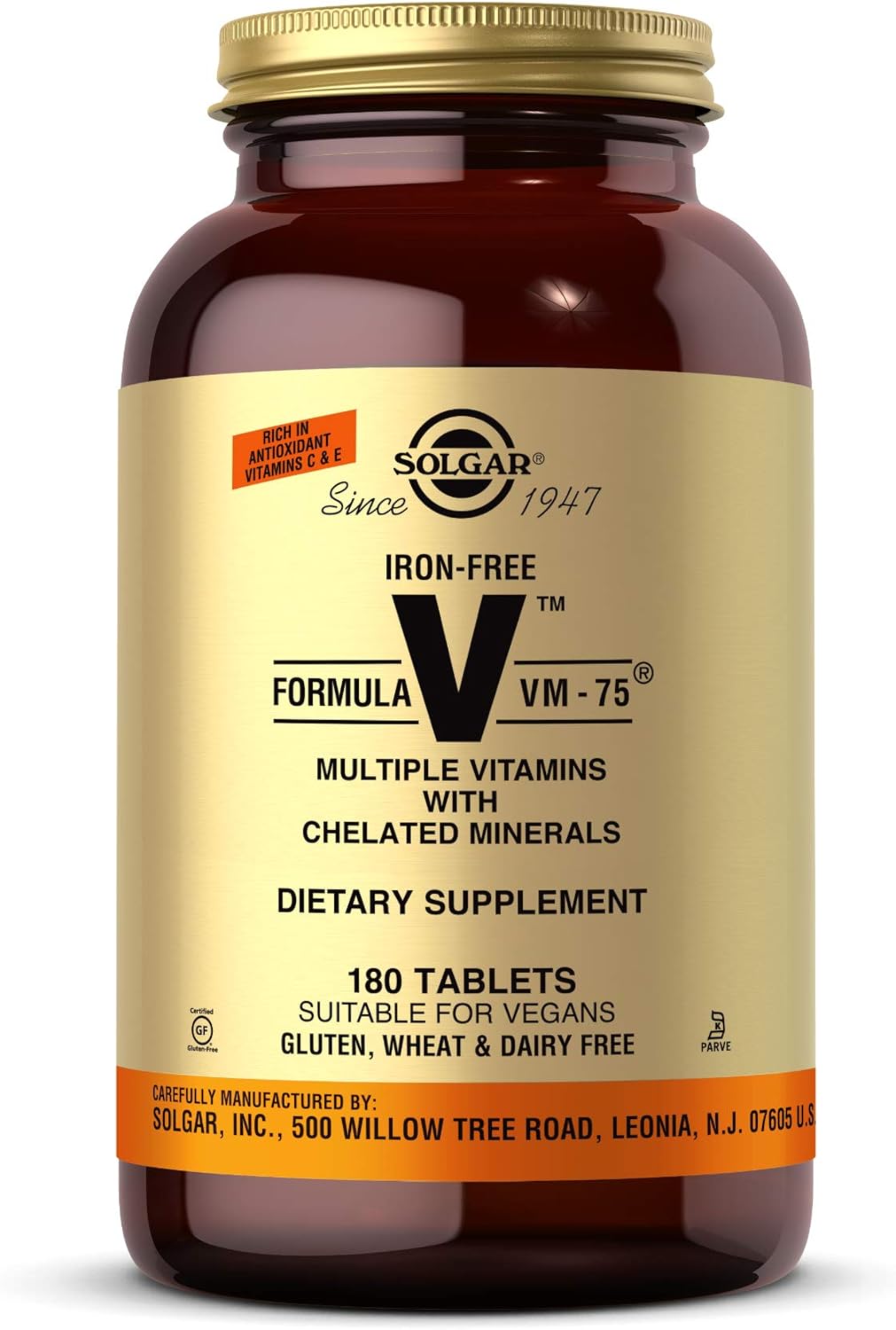 Amazon.com: Solgar Iron-Free Formula VM-75, 180 Tablets - Multivitamin ...