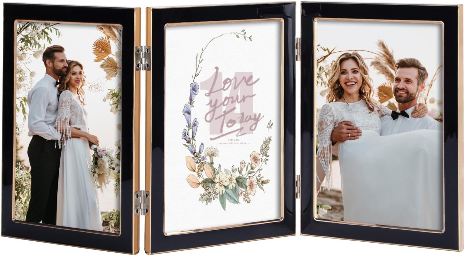 Amazon.com - Lavezee 5x7 Black Trifold Picture Frame, Vertical Hinged ...