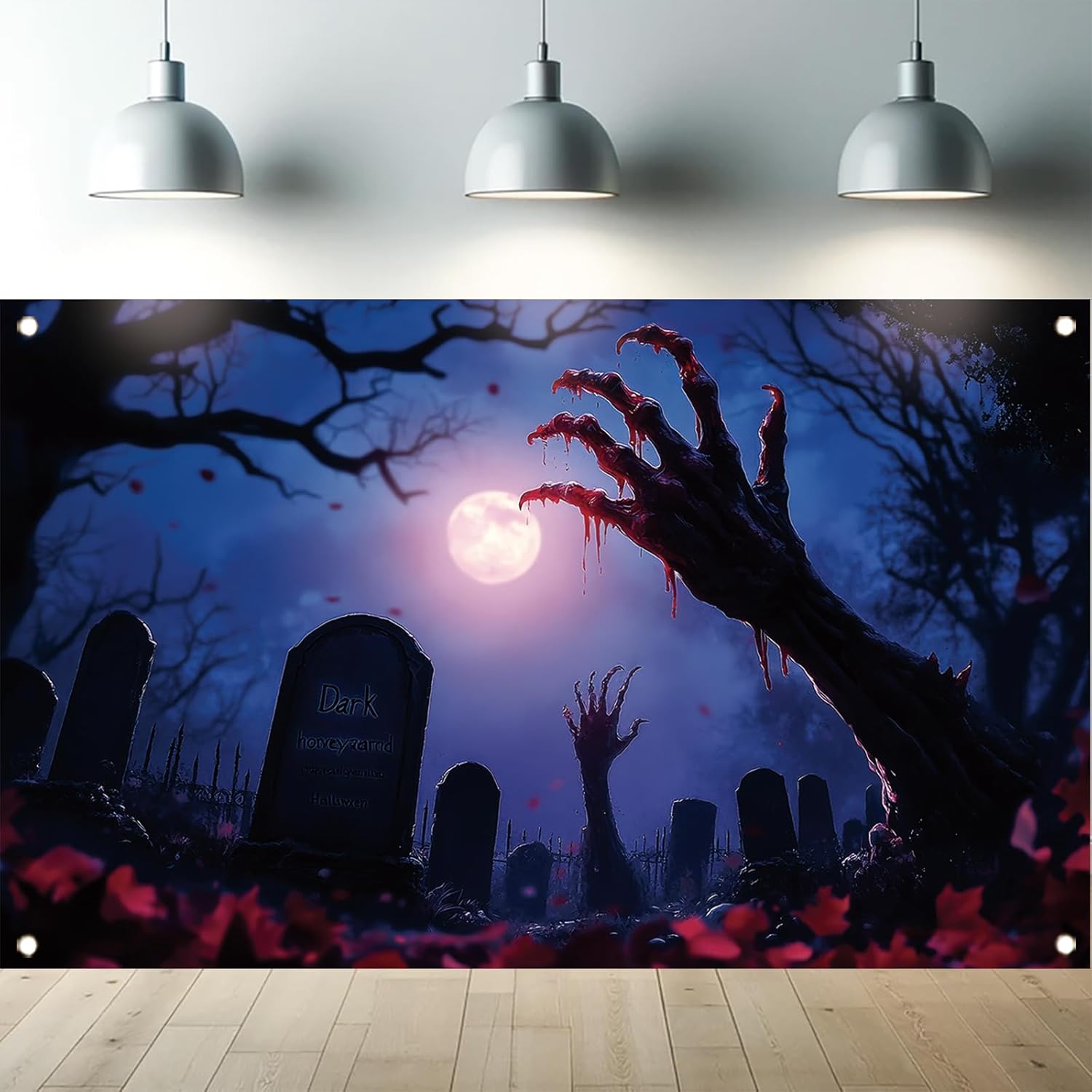 Amazon.com : Saoplasa Halloween Backdrop Zombie Hand Graveyard Banner ...