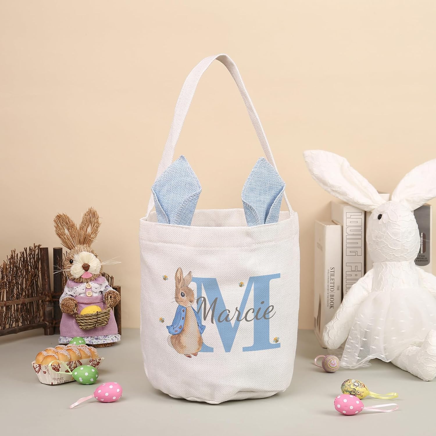 Amazon.com : Personalized Easter Basket for Girls Boys, Custom Initials ...