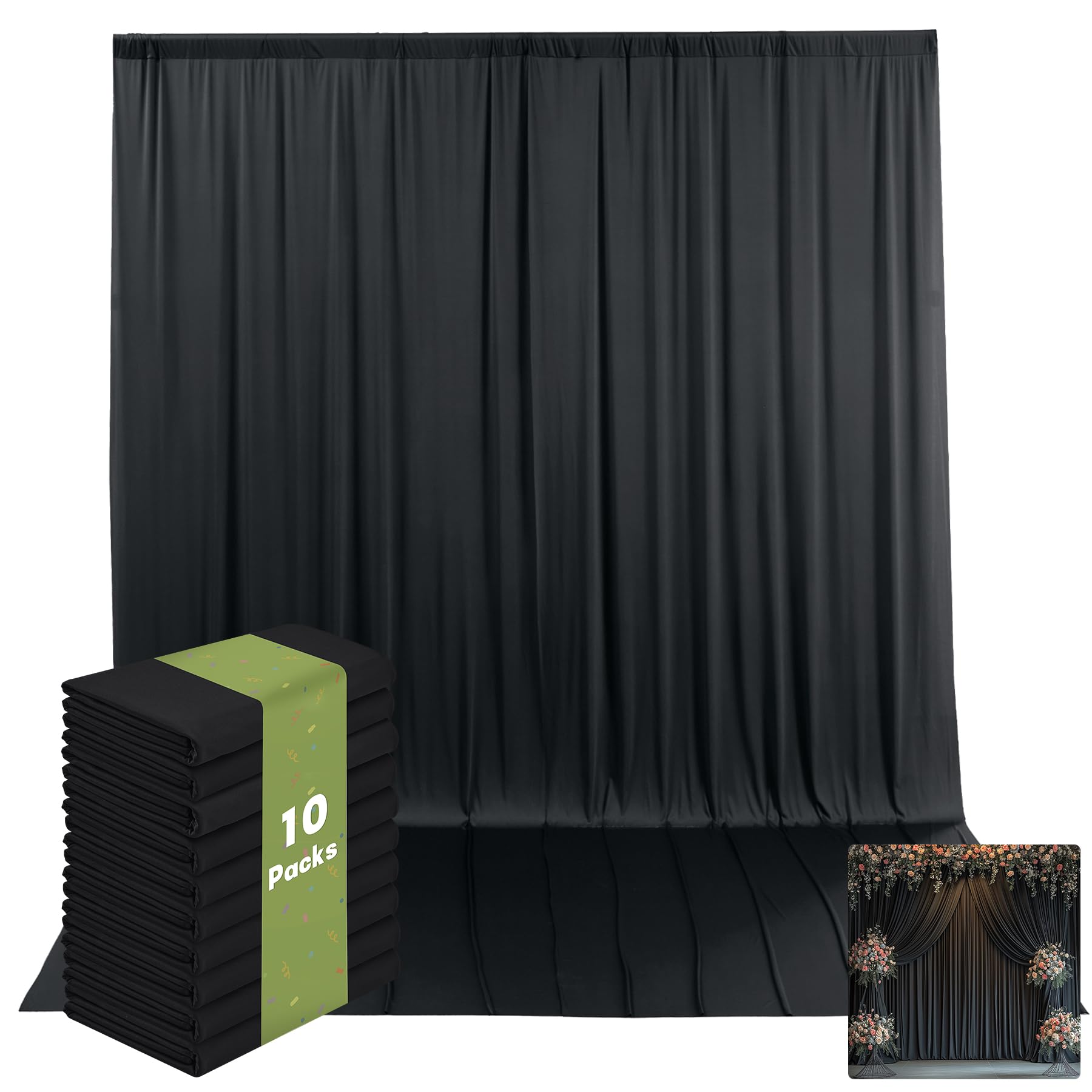 Amazon.com: 50ftx14ft Black Backdrop Curtains for Wedding-Wrinkle Free ...