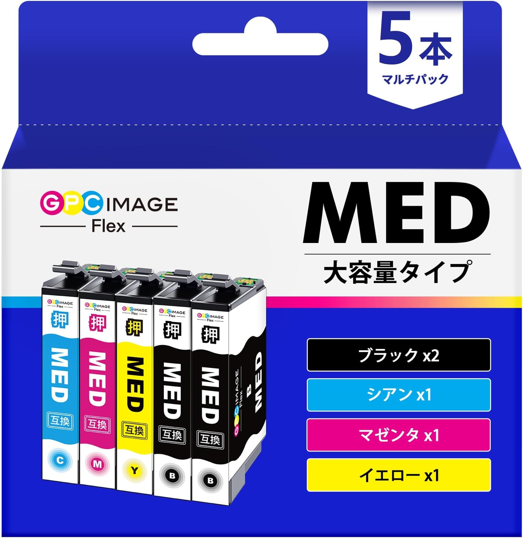 Amazon.co.jp: MED-4CL MED エプソン 用 EW-056A EW-456A 互換 インク 4色5本 EPSON 対応 プリンター インクカートリッジ 黒2本 メダマヤキ ...