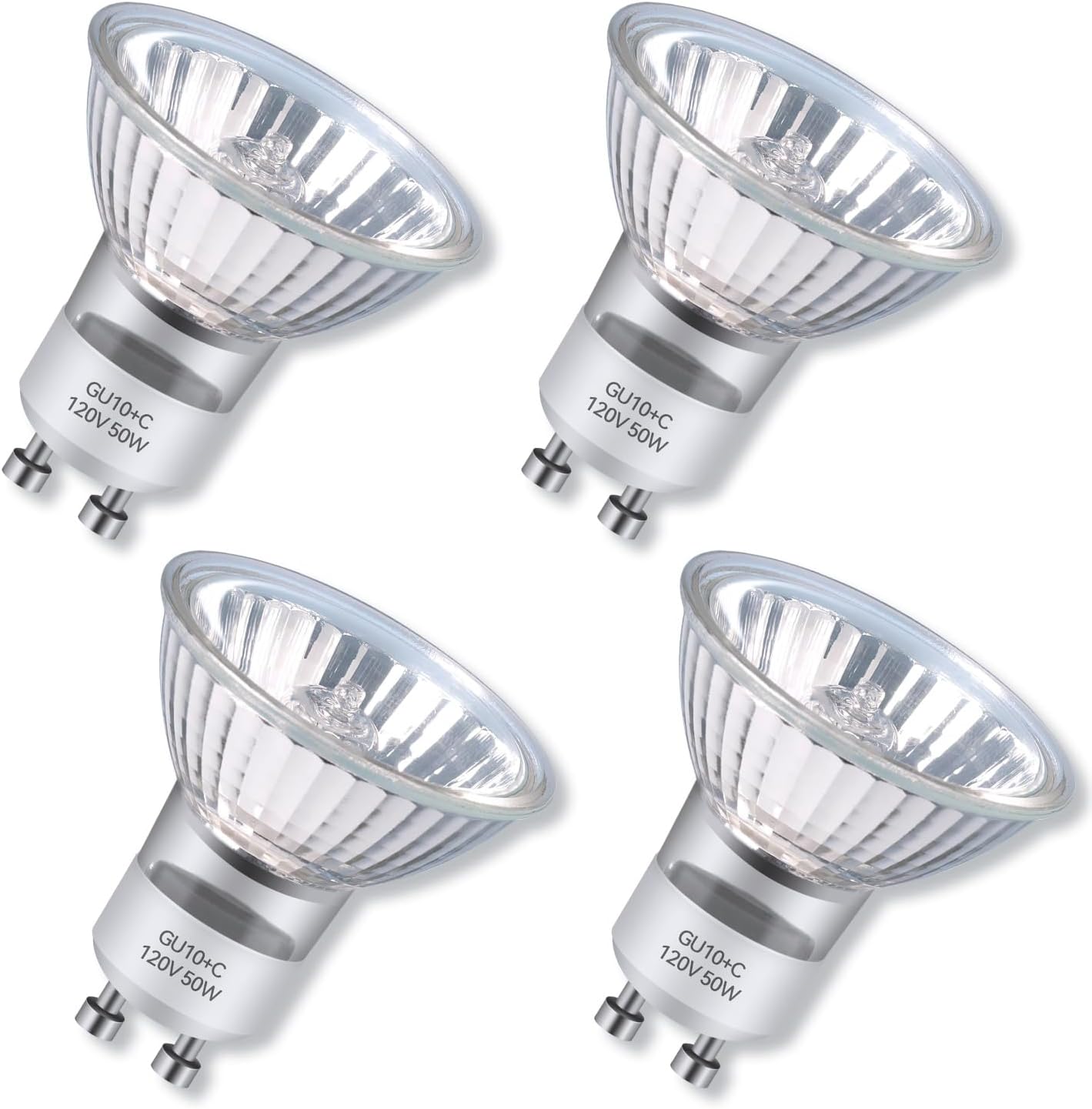 Soilsiu GU10 Bulb, 4 Pack 120V 50W, Halogen Light Bulbs, Dimmable Light ...