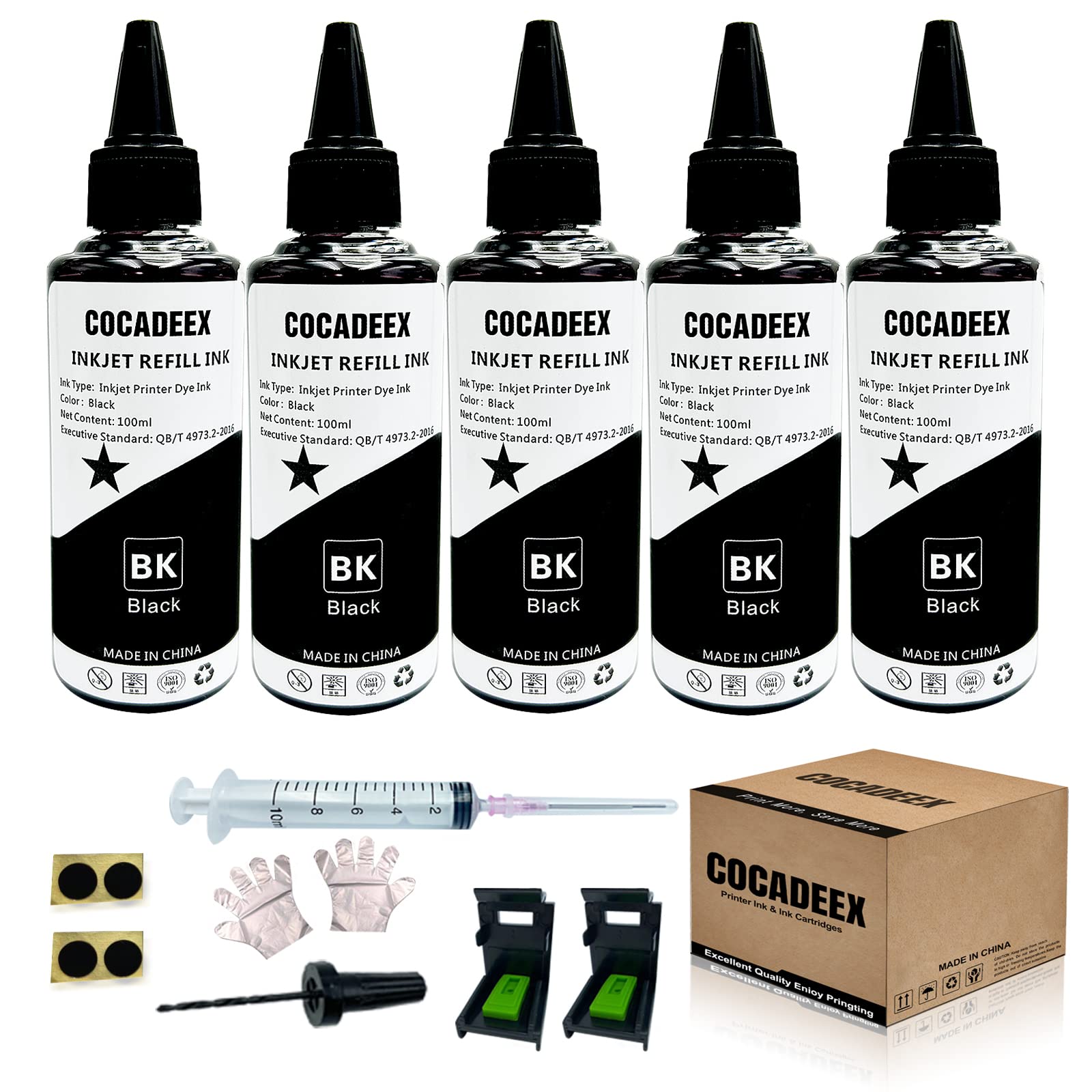 Amazon.com: COCADEEX 5 Bottles Black Dye Ink Compatible with Canon Ink ...