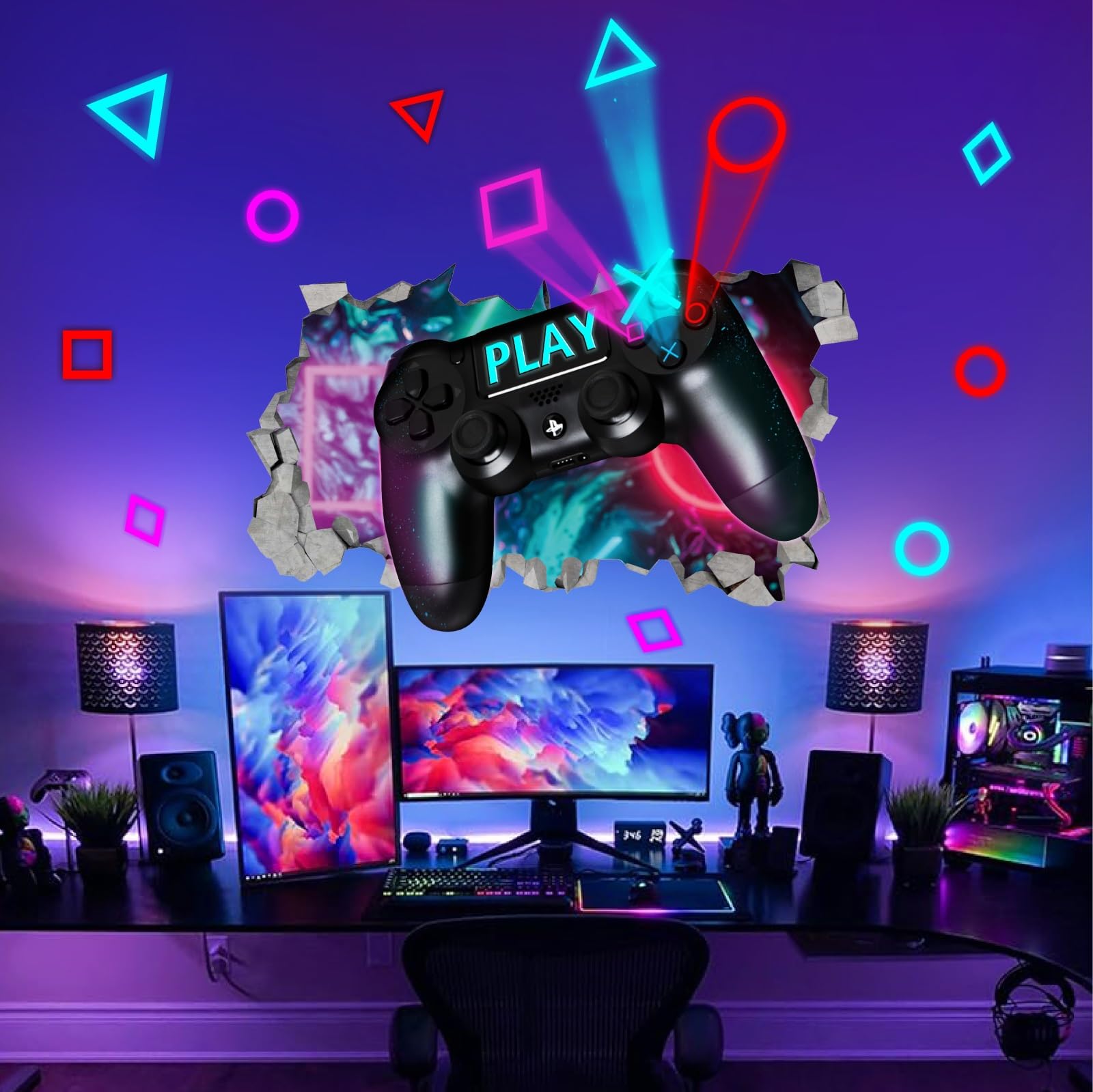 Game Wall Stickers Gaming Wall Decals for Boys Bedroom Gaming Room Wall ...