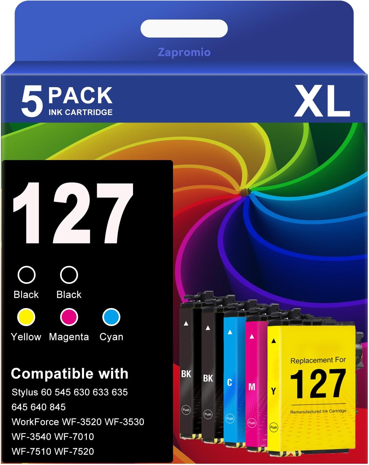 Amazon.com: 127 Ink Cartridge Remanufactured Replacement for Epson 127 ...