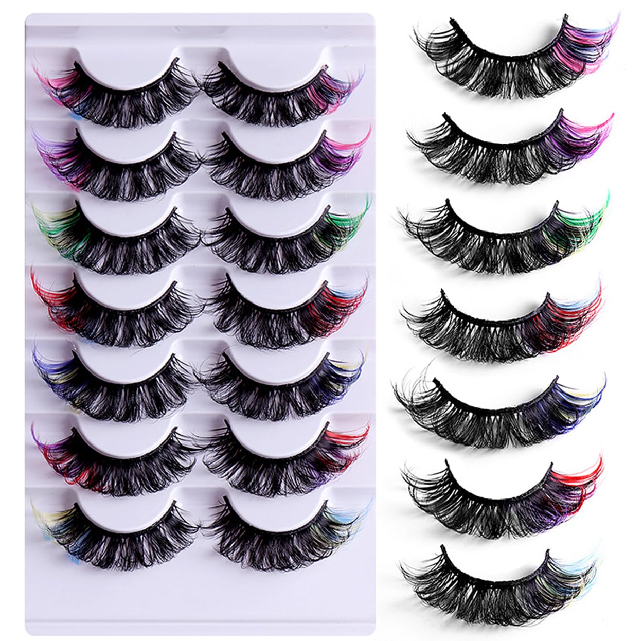 FEITA Colored Lashes 20mm Strip False Eyelashes Kit with Color Fluffy ...