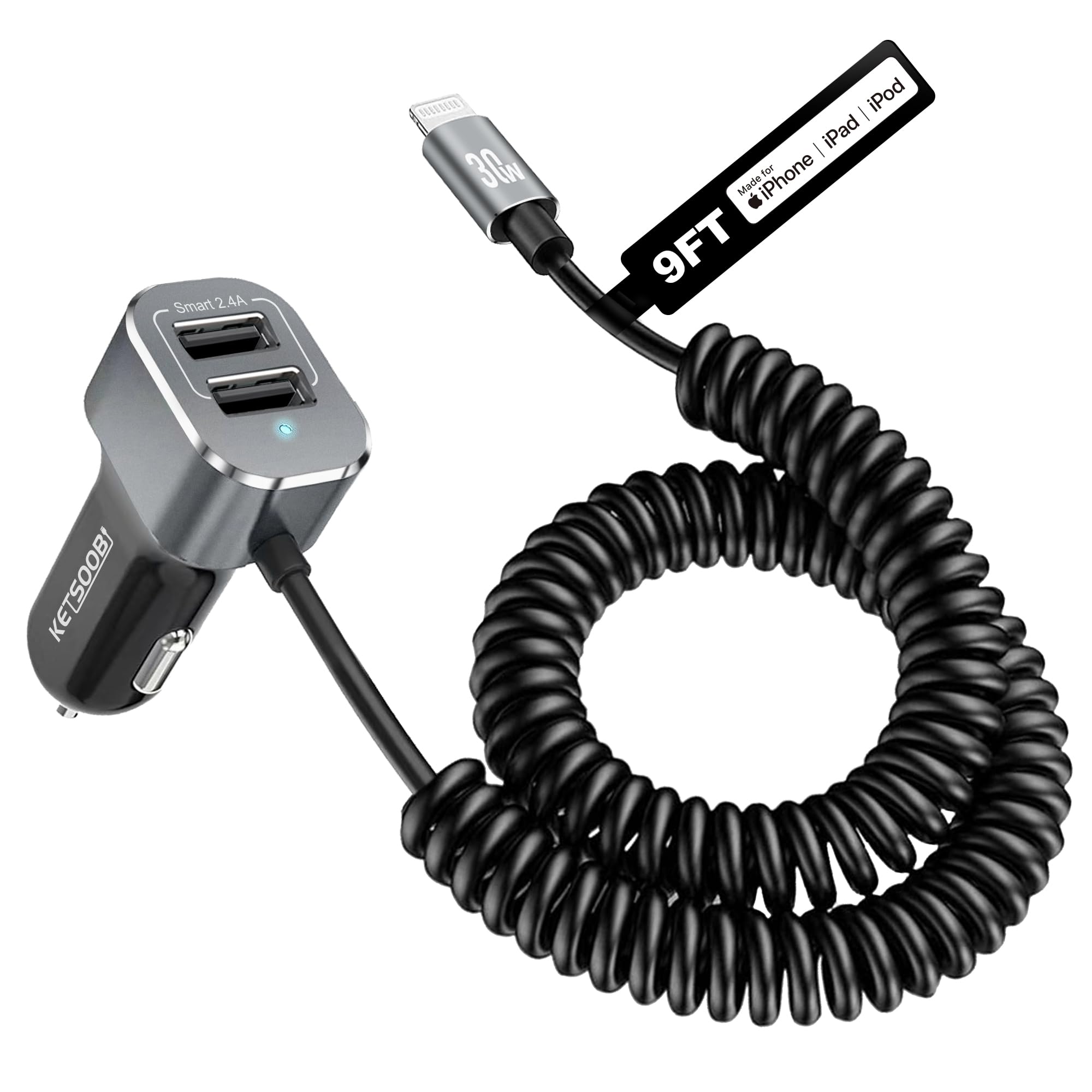 Amazon.com: iPhone Car Charger 42W, [Apple C94 MFi Certified] KETSOOBI ...