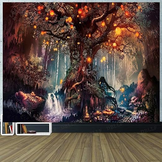 Amazon.com: DBLLF Fantasy Forest Tapestry Tree of Life Tapestry Pagan ...