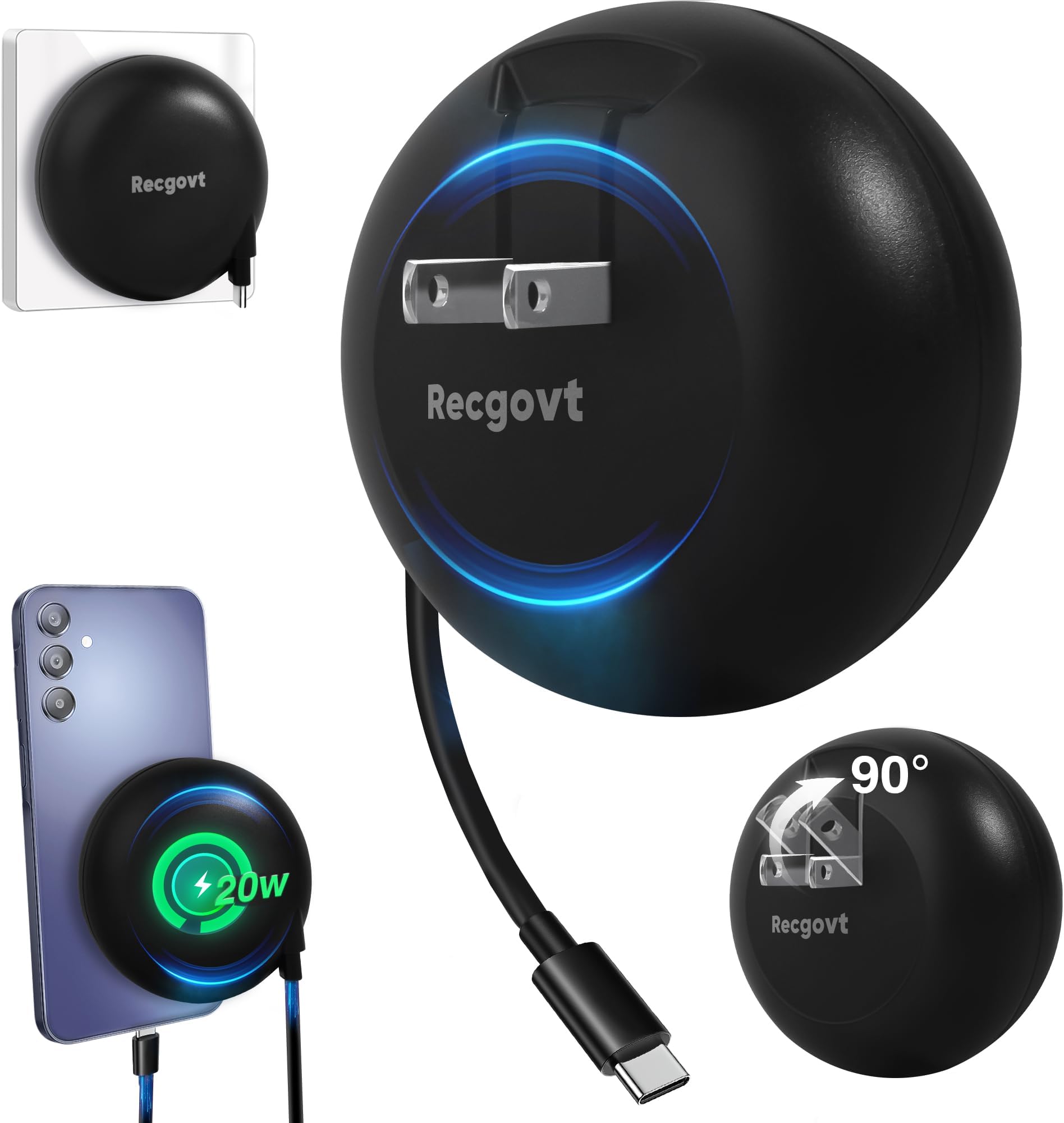 Amazon.com: Bibicord Retractable USB - C Cable,Portable Wall Charger ...