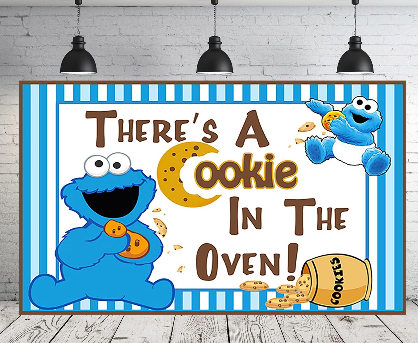 Amazon.com : Baby Cookie Monster Backdrop for Gender Reveal Party ...