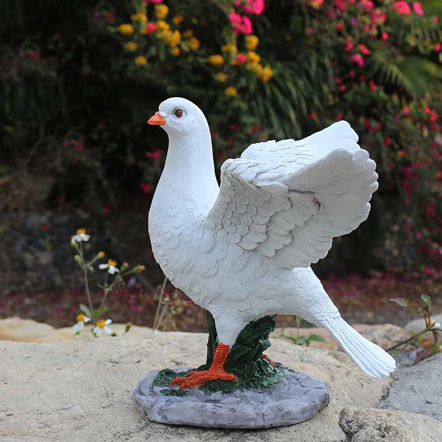 Amazon.com: POCHY White Dove Statues, Bird on The Rocks Ornaments ...