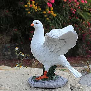 Amazon.com: POCHY White Dove Statues, Bird on The Rocks Ornaments ...