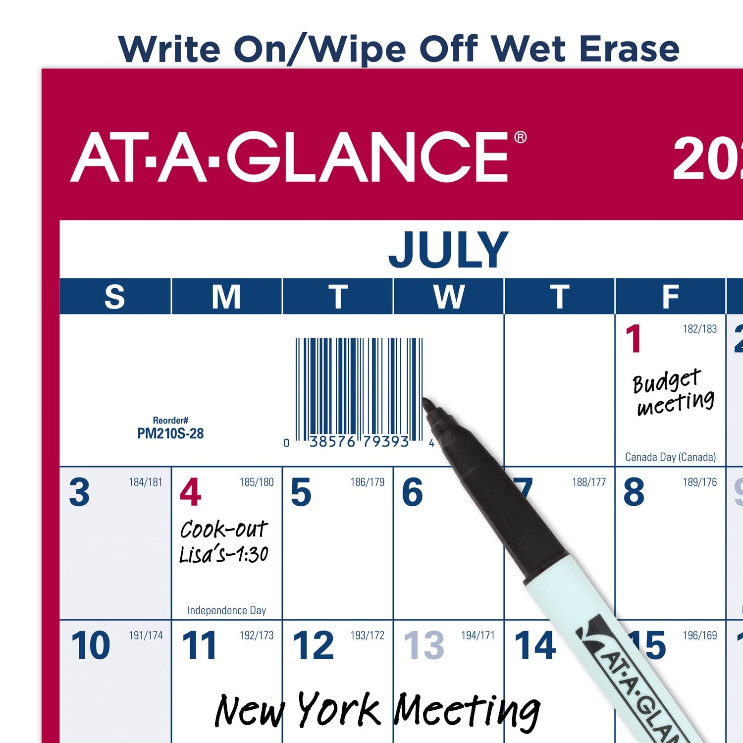 AT-A-GLANCE 2022-2023 Erasable Calendar, Dry Erase Wall Planner, 24" x ...