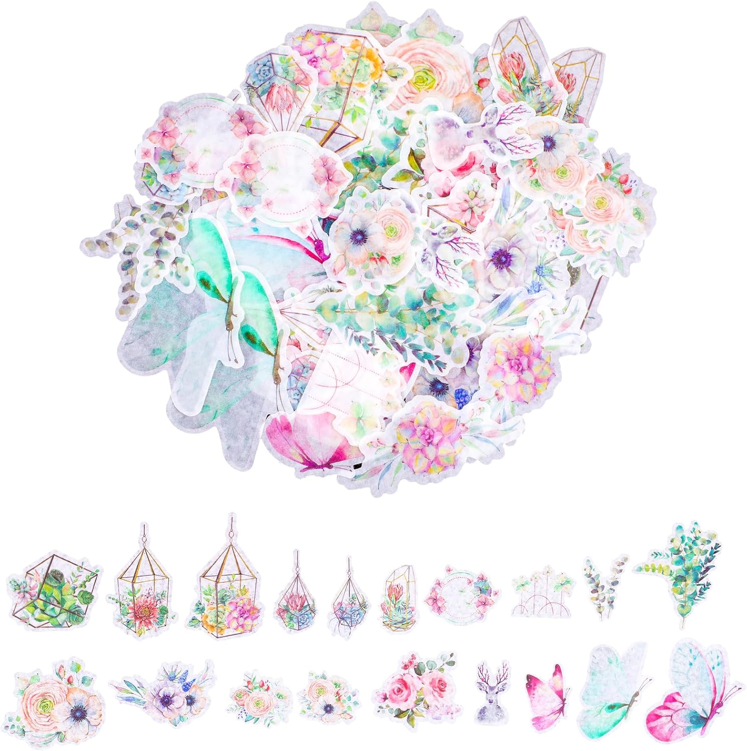 60 Pcs Flower Stickers Aesthetic Stickers Cute Floral Stickers ...