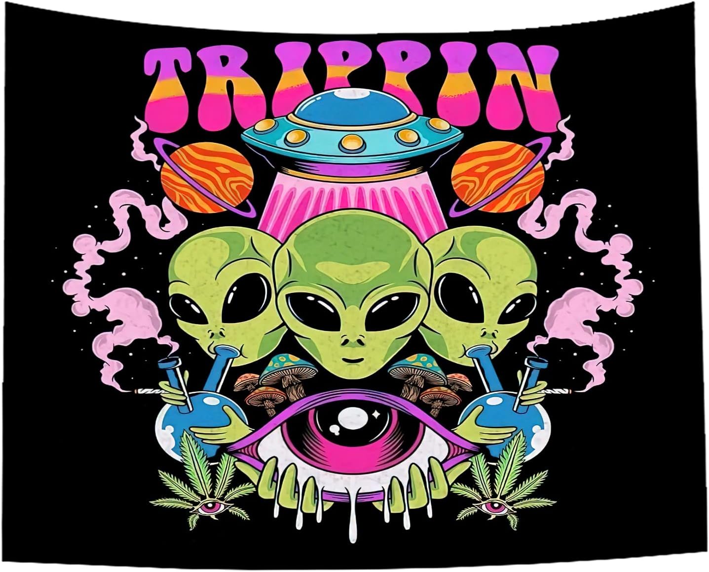 FENDROM Magical Trippy Smoke Alien Tapestry Funny Cool UFO Home Decor ...