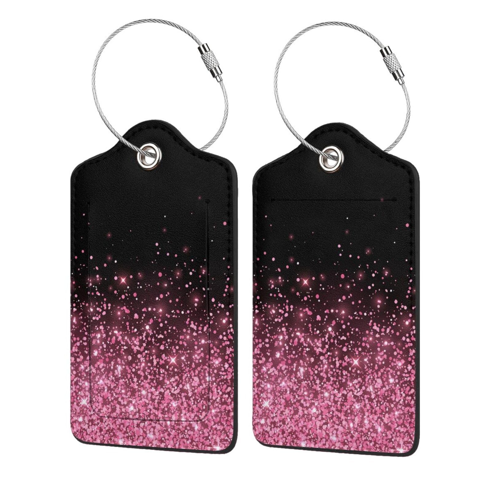 Amazon.com: Hot Pink Leather 2 Luggage Tags for Suitcases Rose Gold Red ...