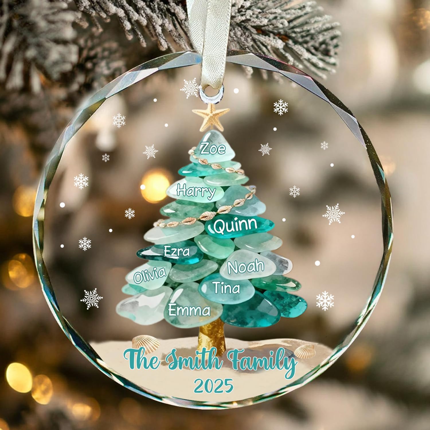 Amazon.com: DILYPOD Personalized Sea Glass Family Tree Ornament, Custom ...