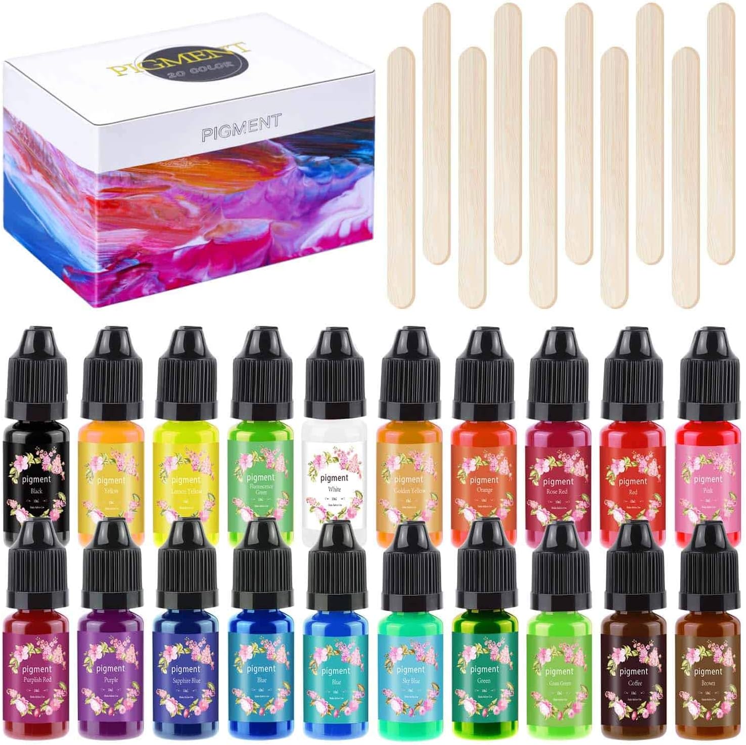 Amazon.com: anezus 20 Colors Epoxy Resin Color Pigment, Epoxy Resin ...