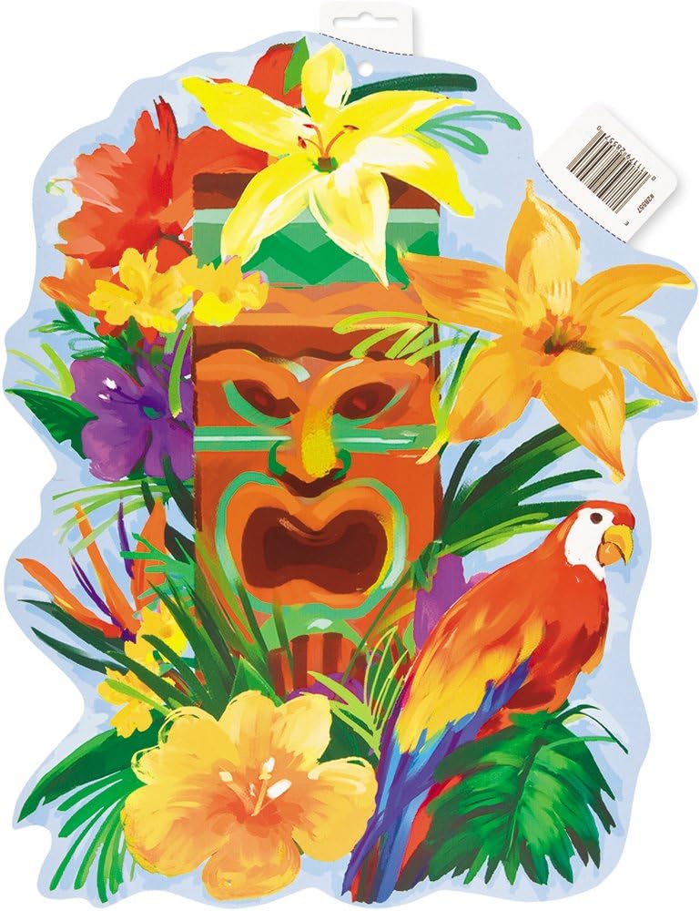 Amazon.com: 16.5" Paper Cutout Tiki Tropics Luau Party Decoration ...
