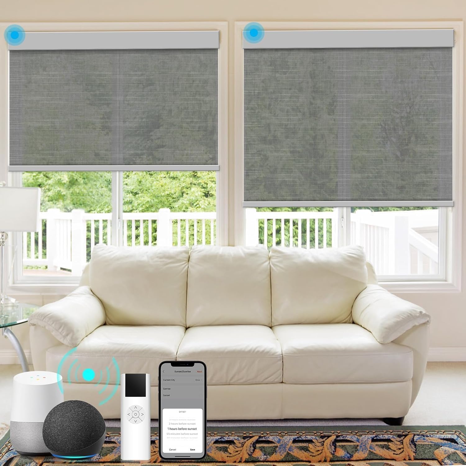 Amazon.com: HILADUO Motorized Roller Blinds Customized Size Width 20-92 ...